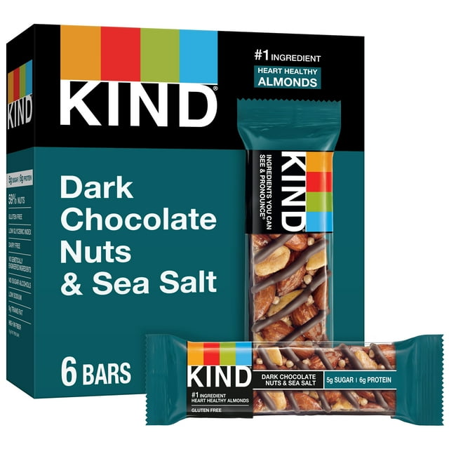 KIND Gluten Free Dark Chocolate Nuts & Sea Salt Snack Bars, 1.4 oz, 36 ...