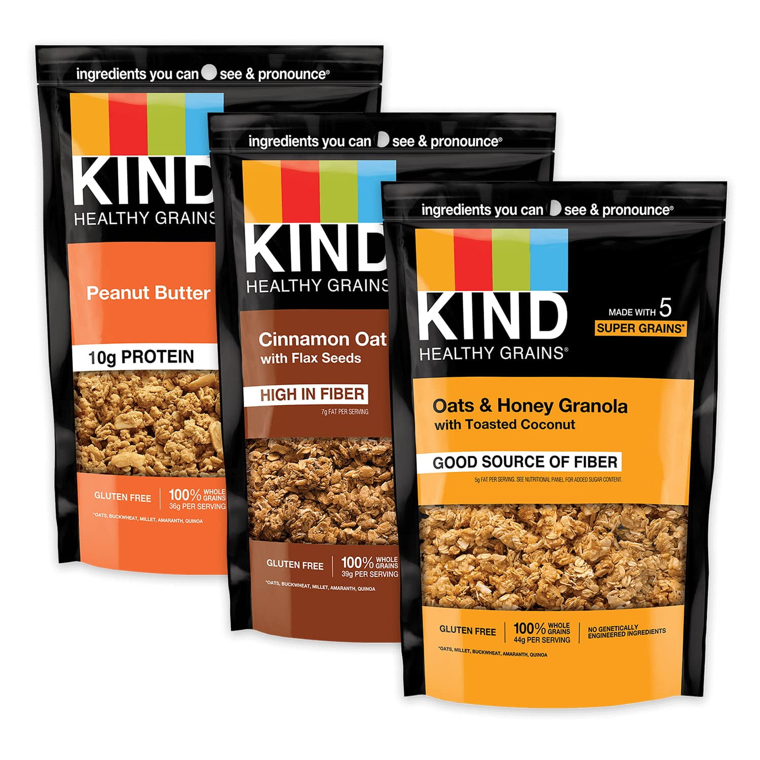 KIND HEALTHY GRAINS Granola Variety Pack, Peanut Butter, Oats & Honey ...