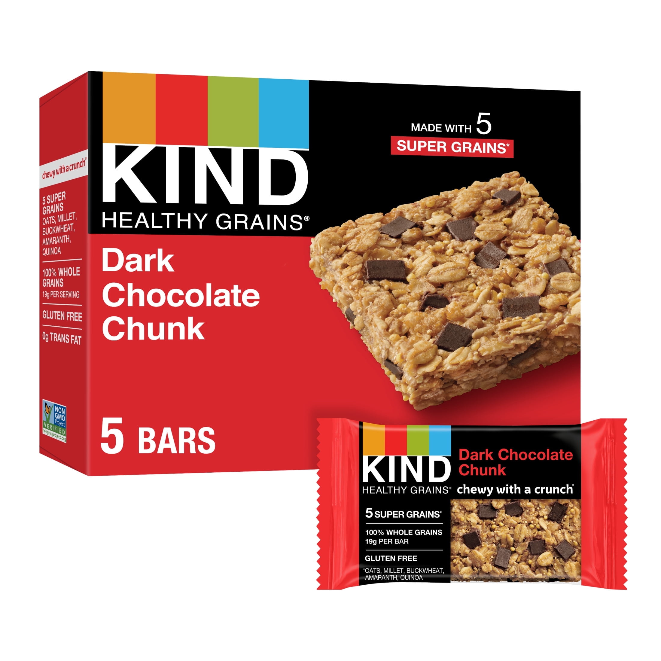 KIND Healthy Grain Gluten Free Dark Chocolate Chunk Snack Bars, 1.2 oz ...