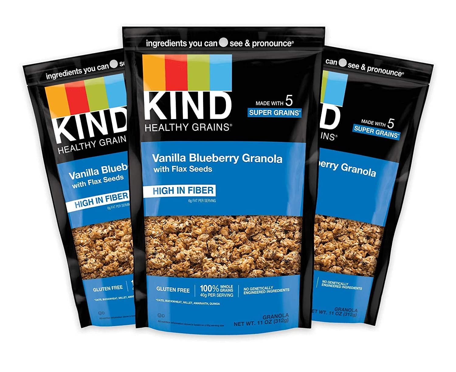 KIND Healthy Grain Granola Clusters, Vanilla Blueberry with Flax Seeds ...