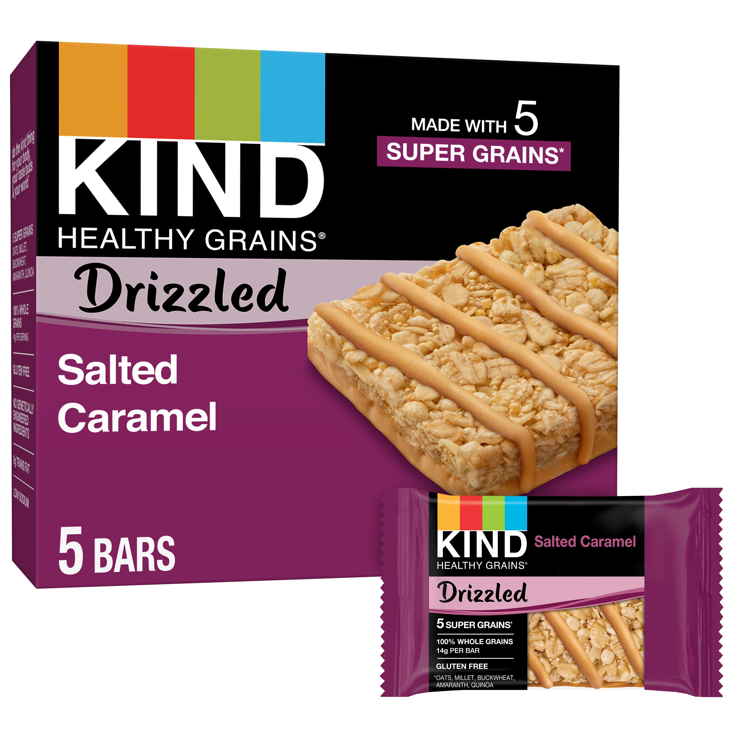 KIND Healthy Granola Bars, Salted Caramel Drizzled, 1.16 oz, 5 Count ...