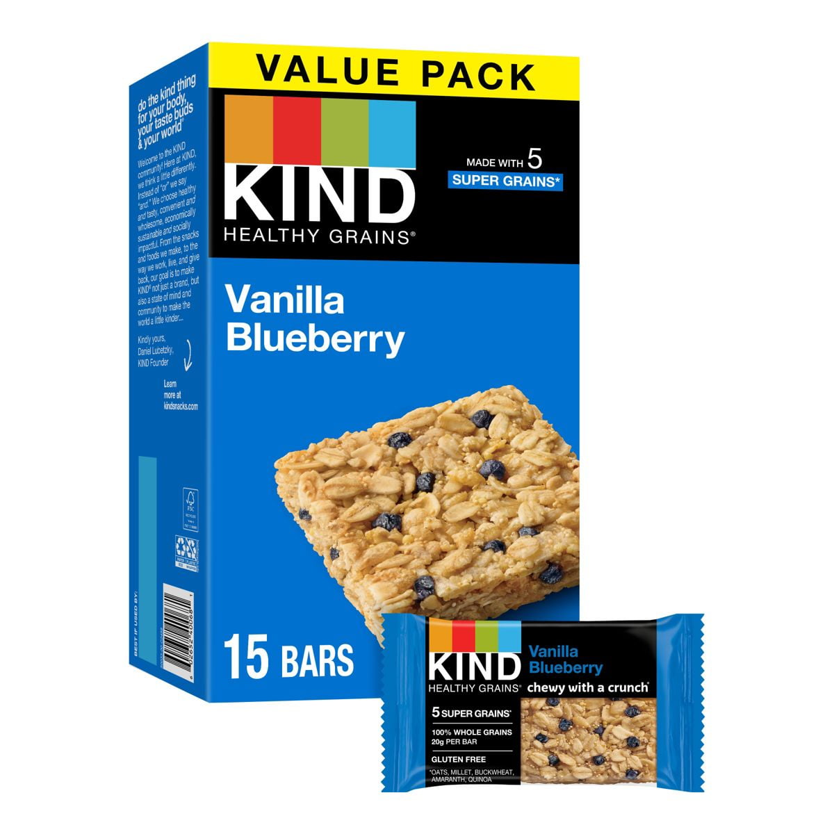 KIND Healthy Grains Bars Vanilla Blueberry - 18oz/15ct - Walmart.com
