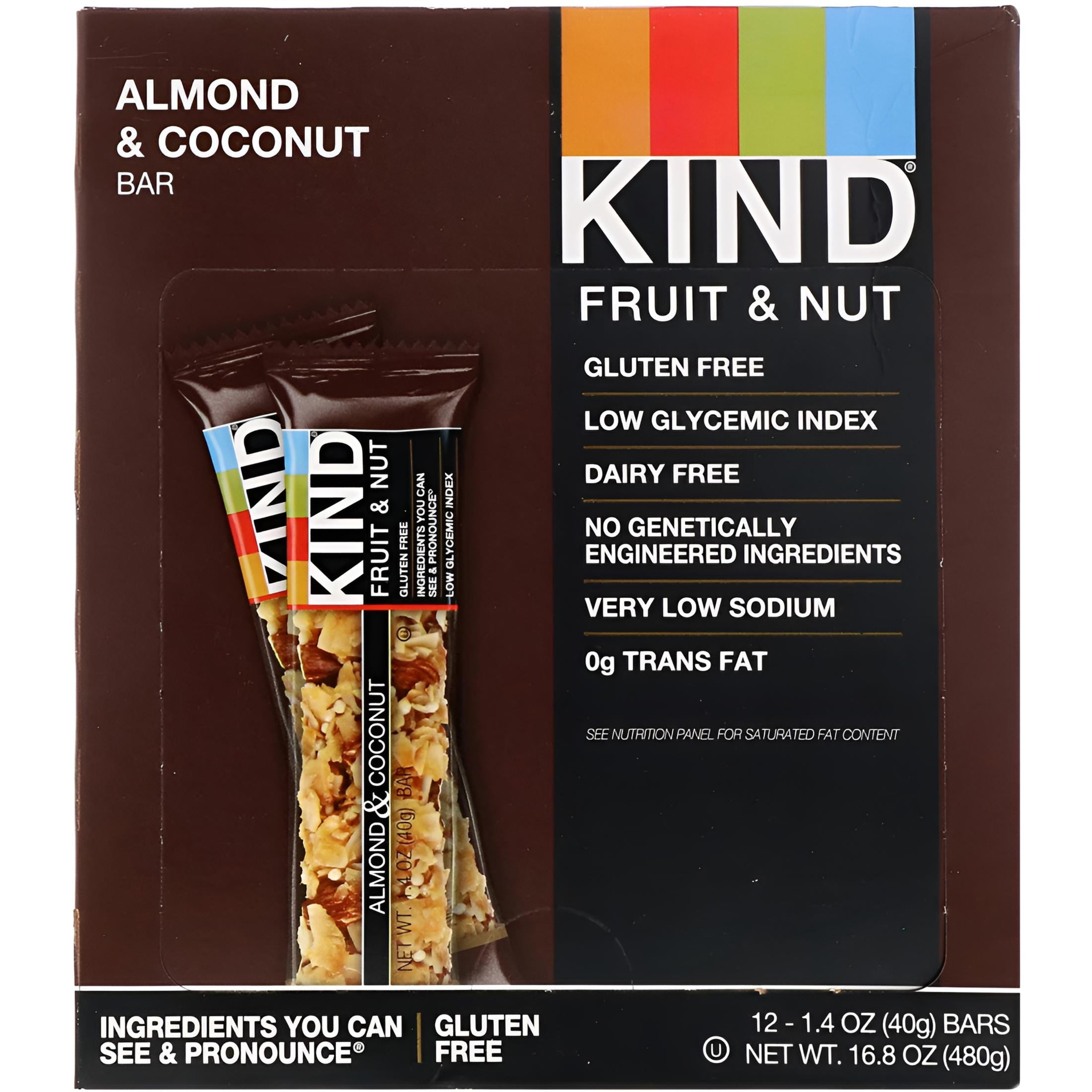 KIND Nut Bars, Crunchy Almond & Coconut, Gluten Free, 1.4 oz, Pack of ...