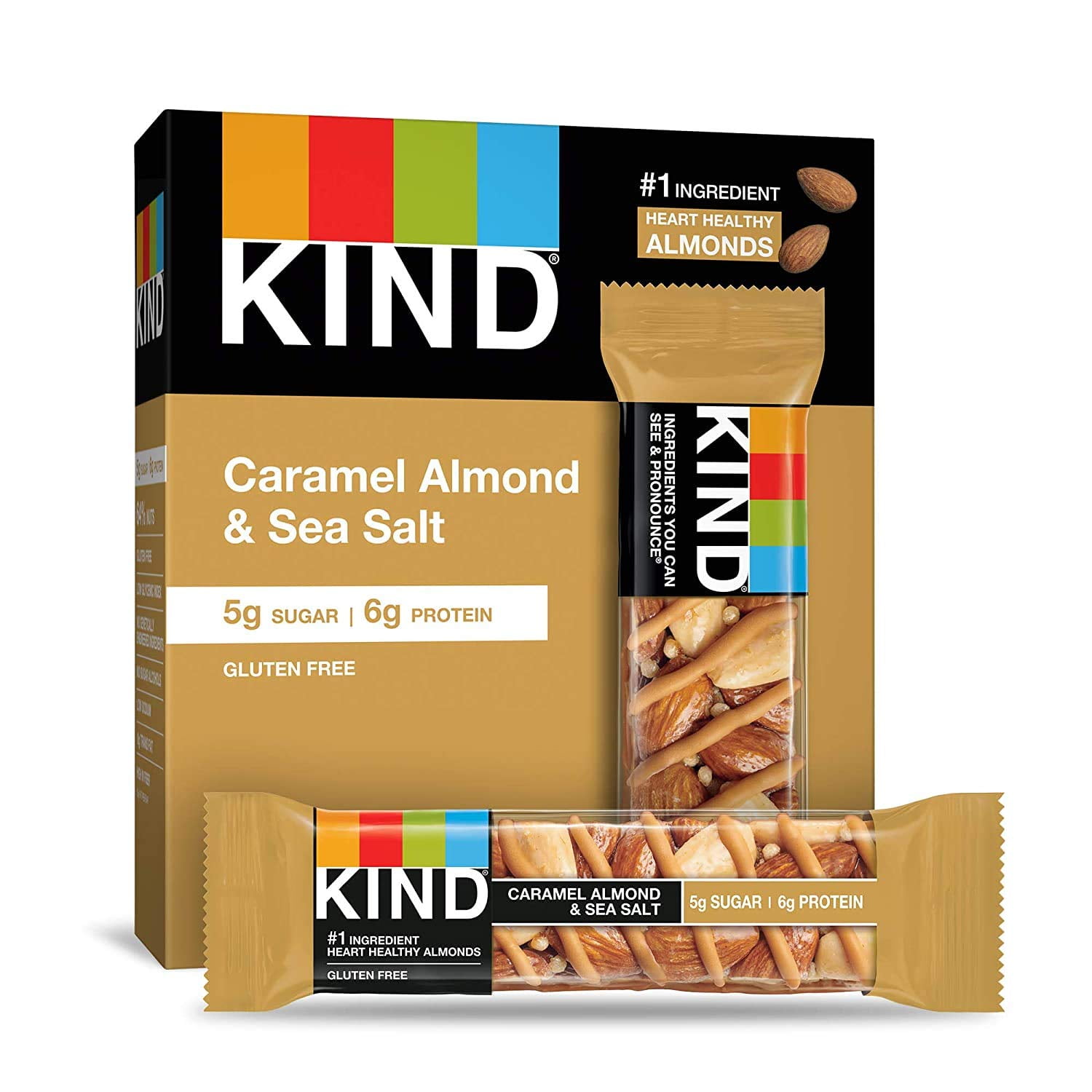 KIND Nut Bars, Caramel Almond & Sea Salt, Healthy Snacks, Gluten Free ...
