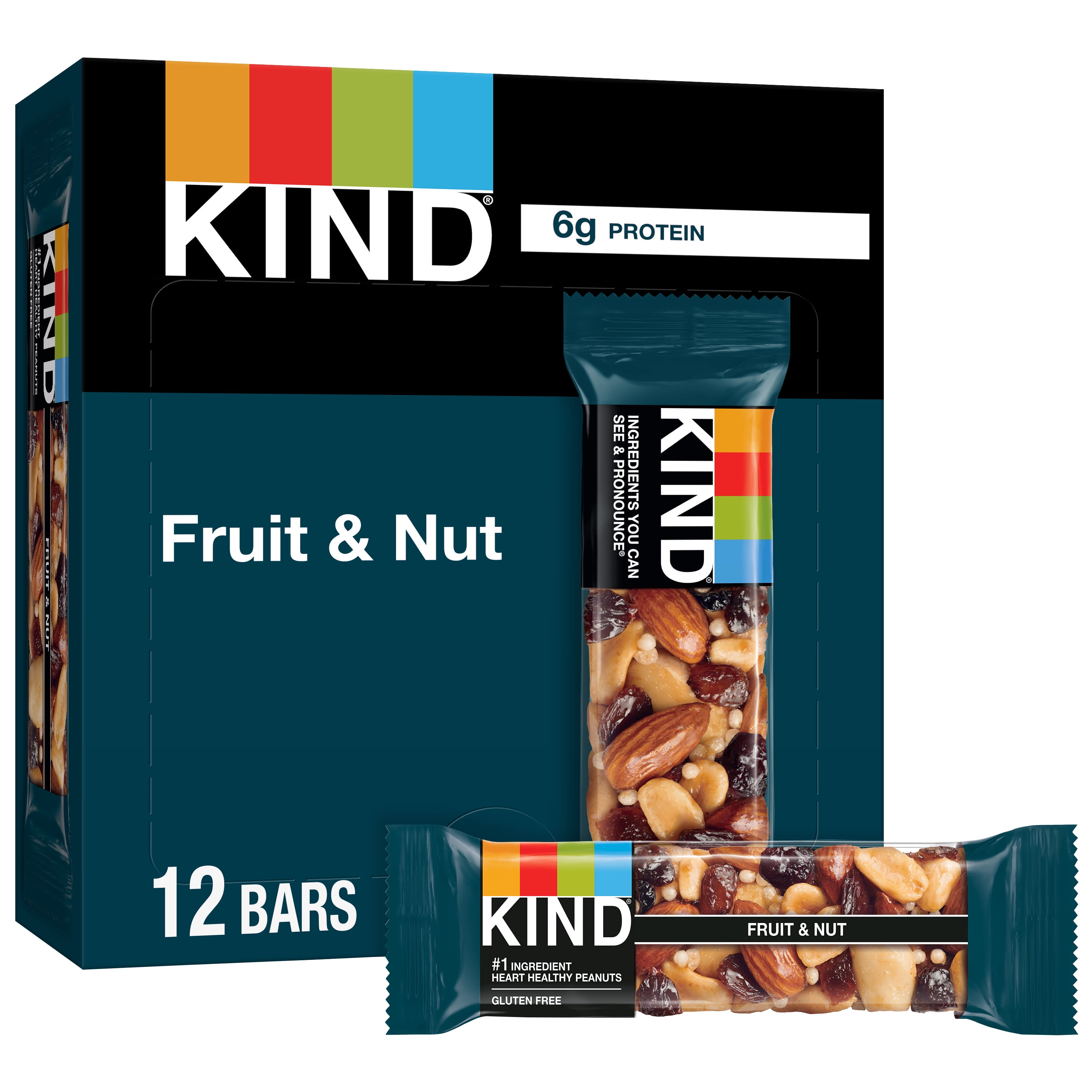 KIND Nut Bars, Peanut & Almond Fruit Bars, Gluten Free, 1.4 oz, 12 ...