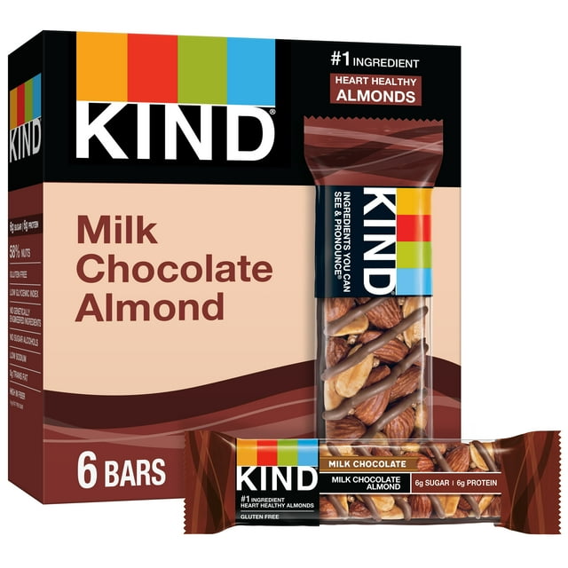 KIND Nut Bars, Milk Chocolate Almond, 1.4 oz, 6 Count - Walmart.com