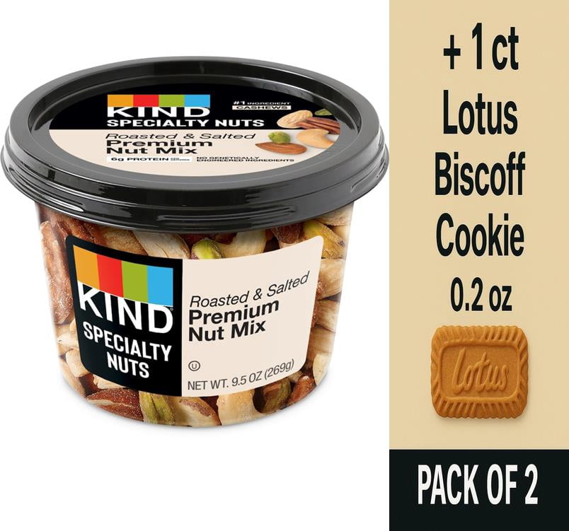 KIND Roasted & Salted Premium Nut Mix 9.5 oz - Pack of 2 & Lotus ...