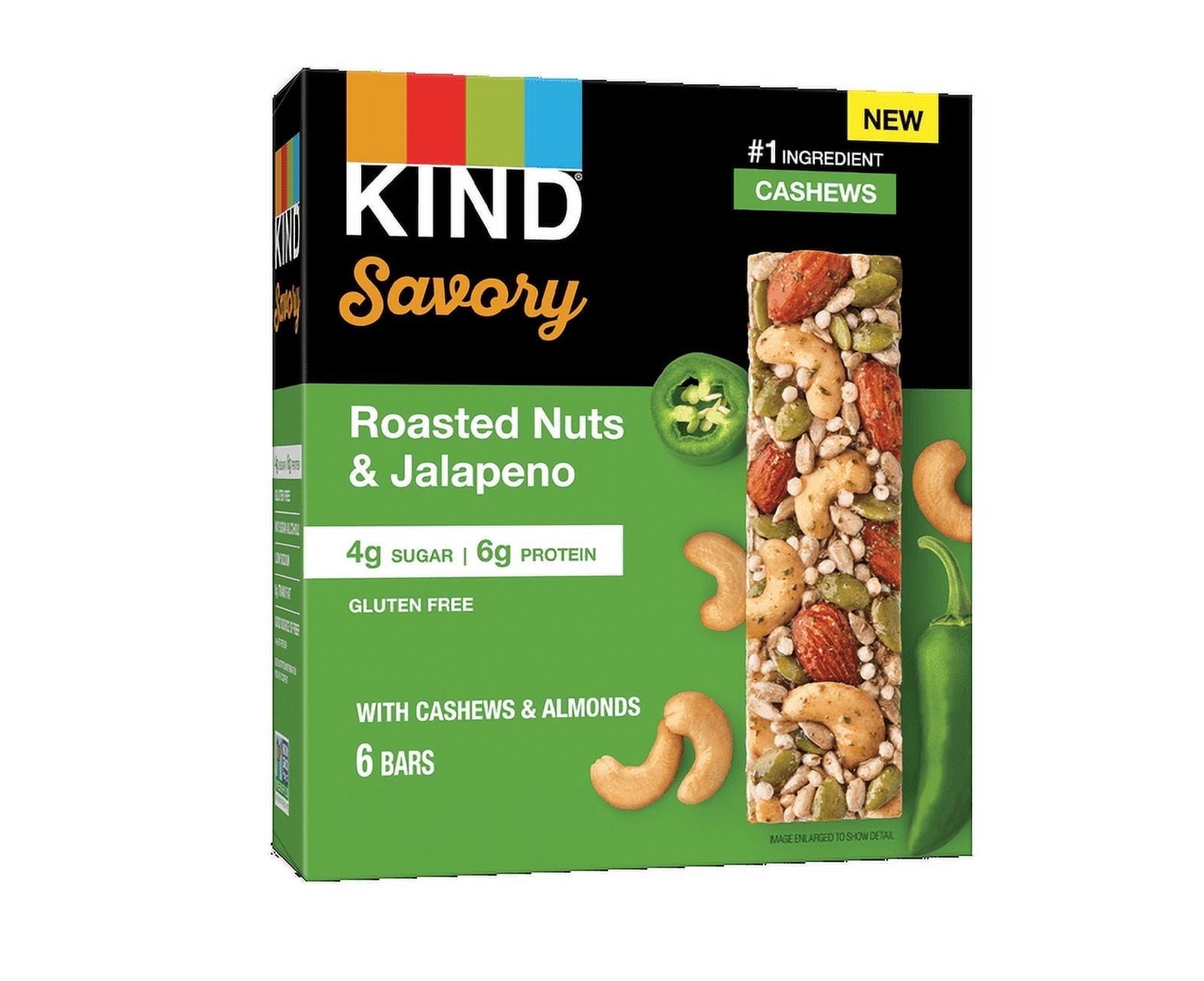 KIND Savory Nut Bar Gluten Free Roasted Nuts & Jalapeno - 6 Bars Pack ...