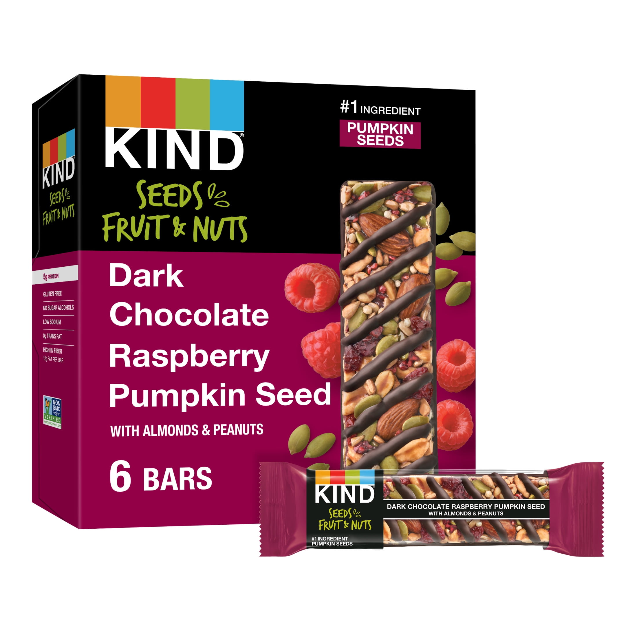 KIND Seeds Fruit & Nuts Snack Bar, Dark Chocolate Raspberry Pumpkin ...