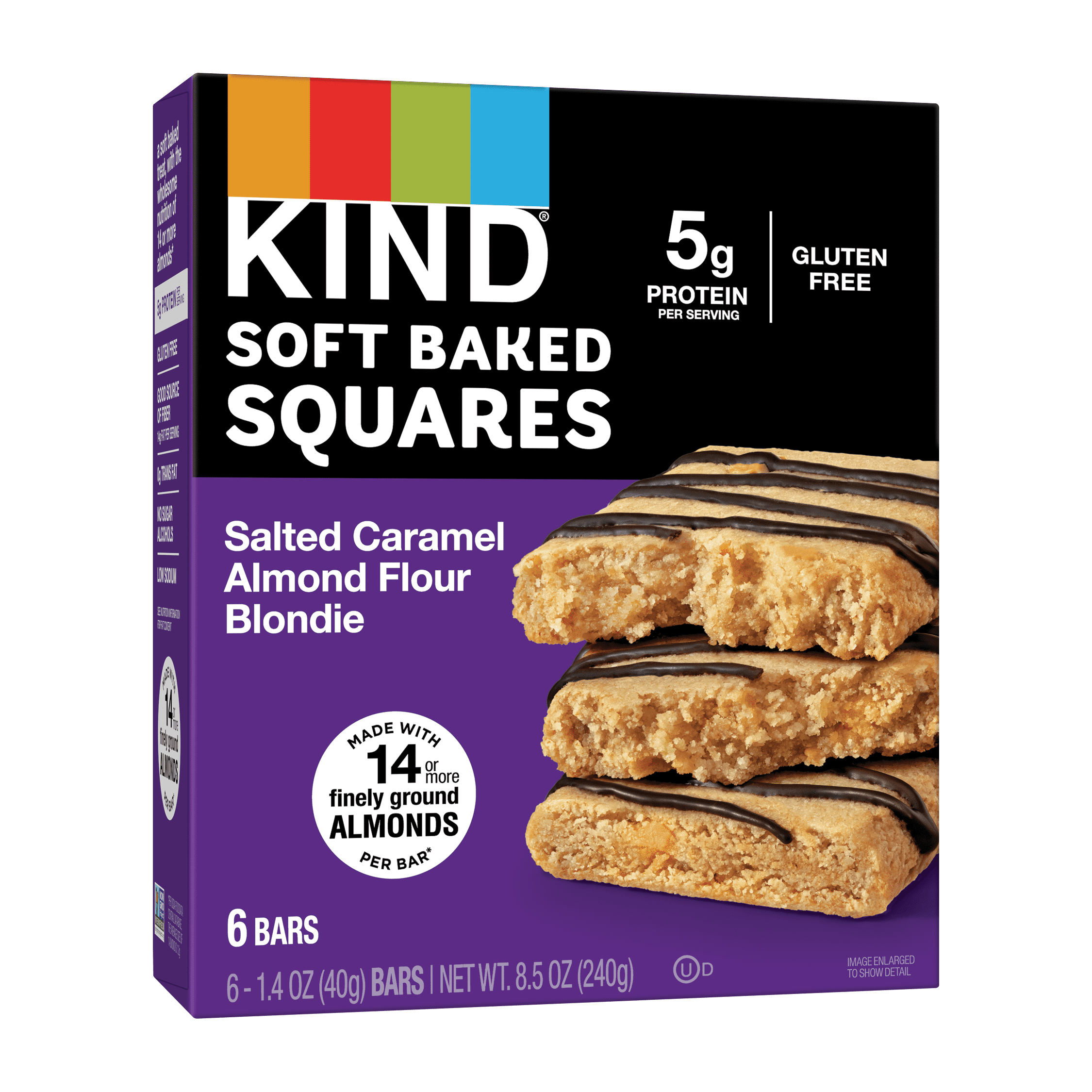 KIND Gluten Free Salted Caramel Almond Flour Soft Baked Blondie Squares ...