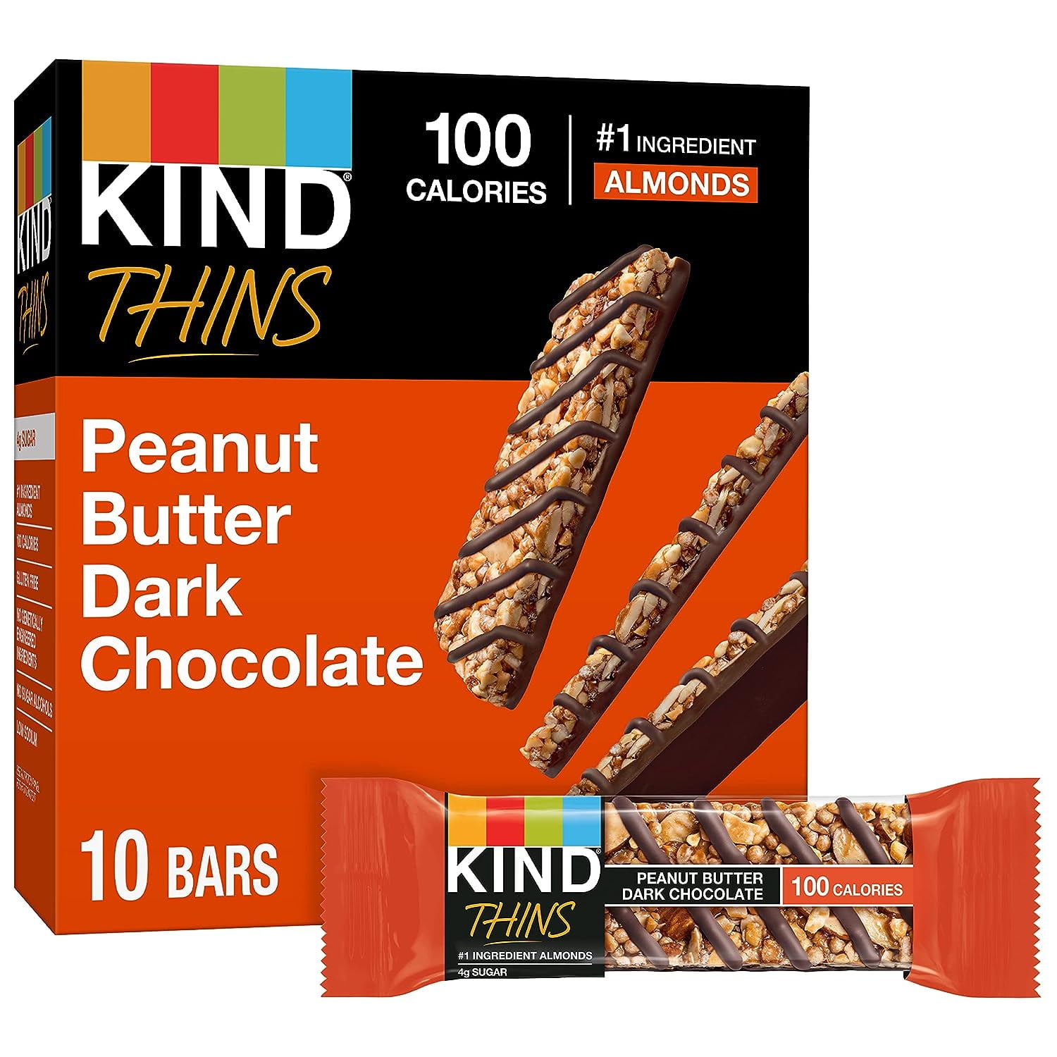 KIND THINS Peanut Butter Dark Chocolate Bars, Gluten Free, 100 Calories ...