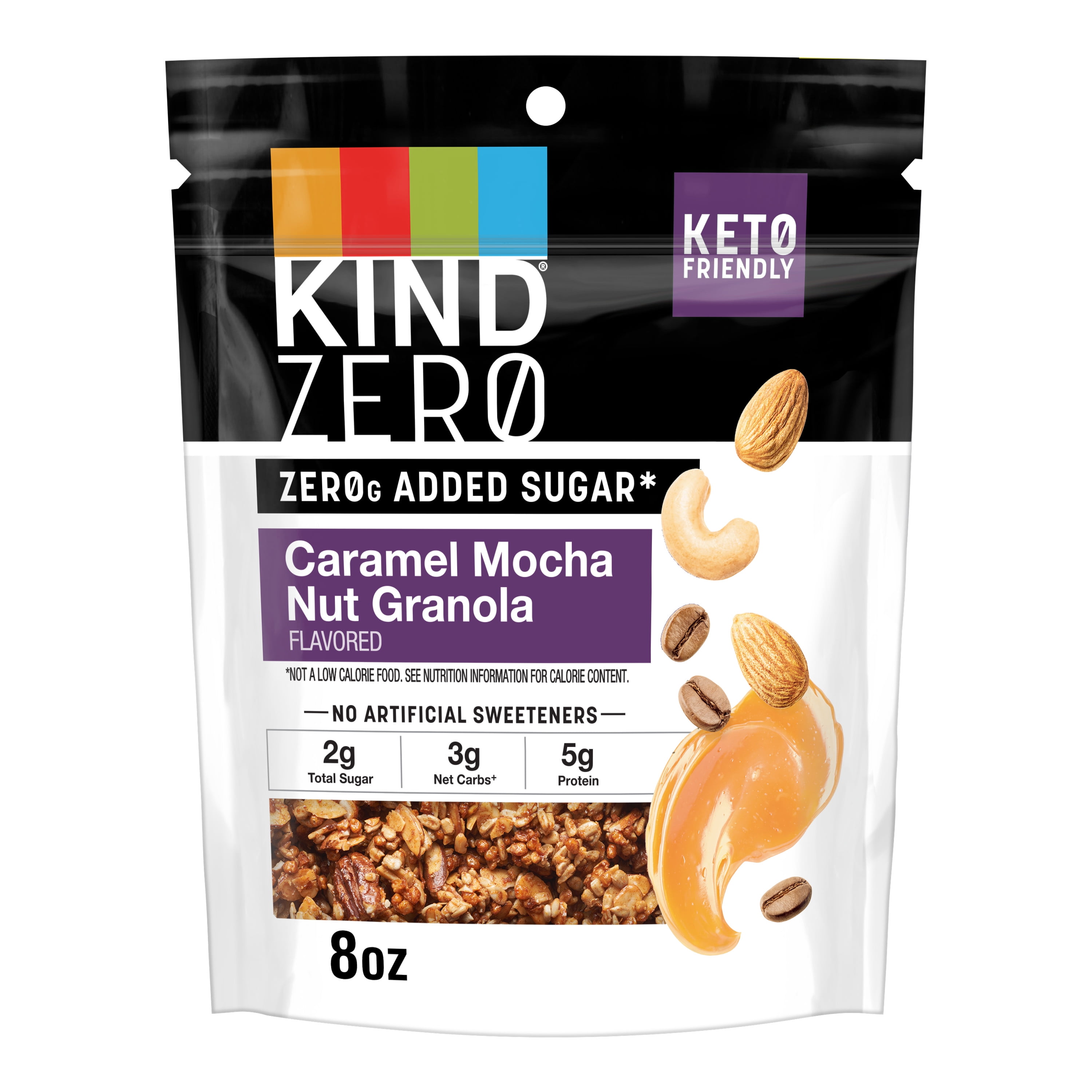 KIND ZERO Added Sugar Nut Granola, Caramel Mocha Nut Granola, 8oz Pouch ...