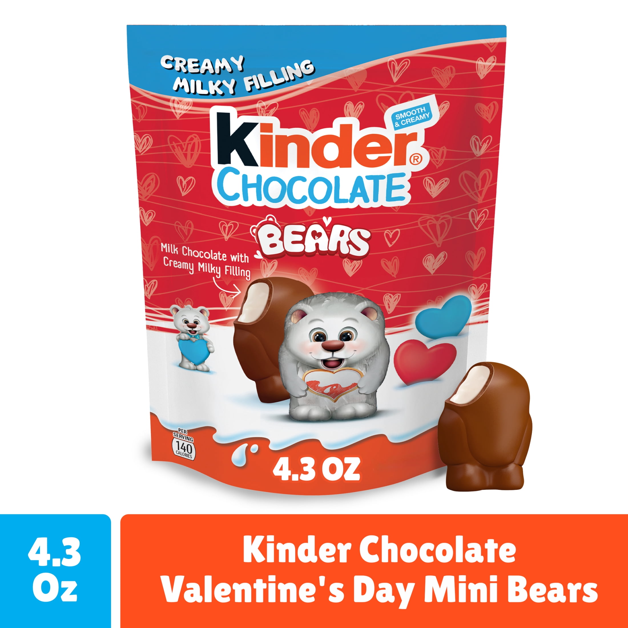 Kinder Chocolate Mini Bears, Milk Chocolate with Creamy Milky Filling ...