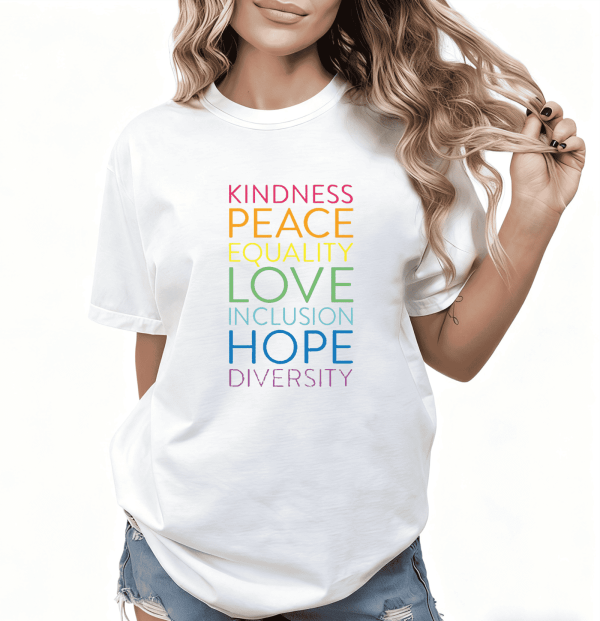 KINDNESS PEACE EQUALITY LOVE INCLUSION HOPE DIVERSITY 100 Rainbow Color ...