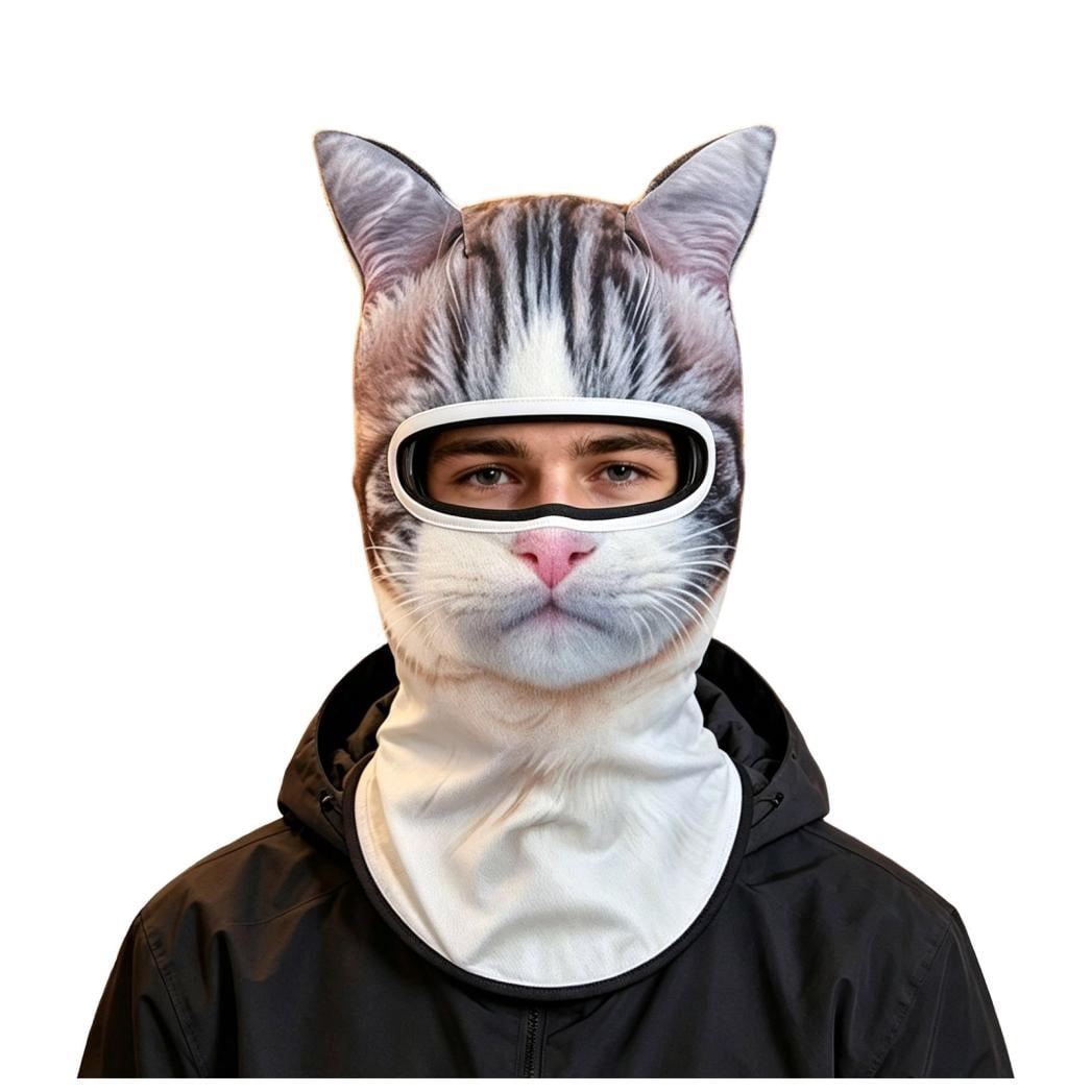 KINDXX 3D Cat Ski Balaclava Sheisty Face Mask with Ears Cute Animal Ski ...