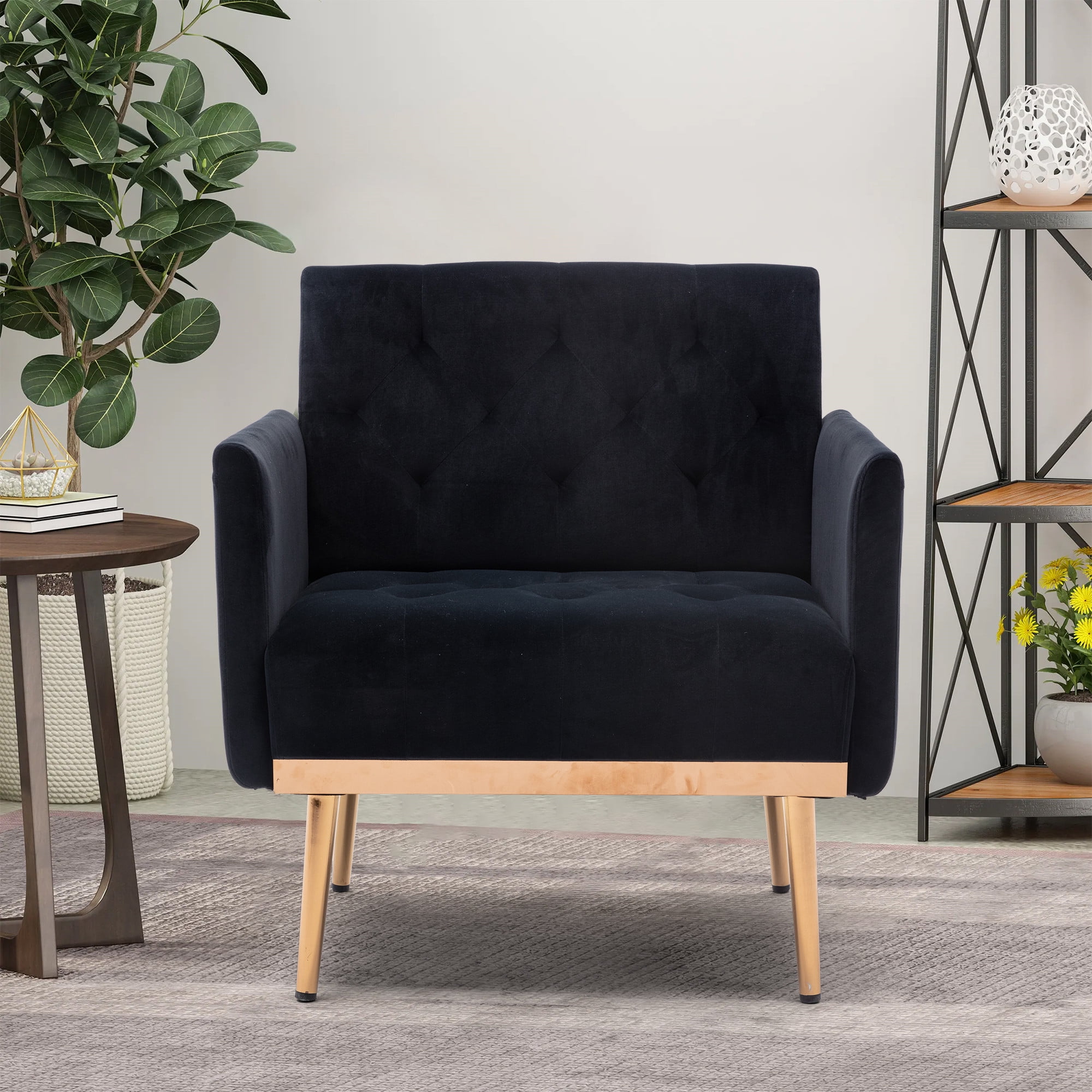 KINFFICT Accent Chair, Mid-Century Modern Armchair, Upholstered Velvet ...