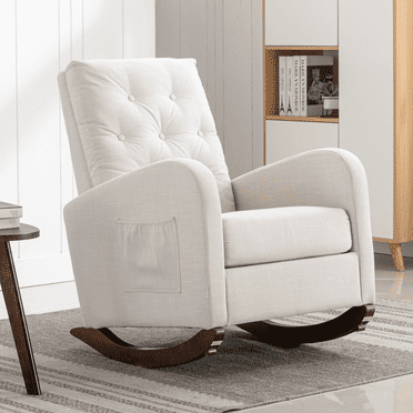 vidaXL Rocking Chair Cream Fabric - Walmart.com