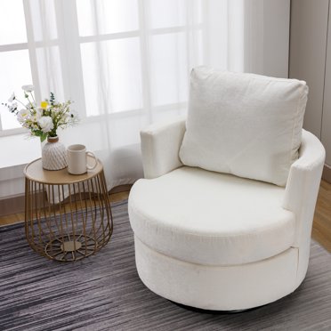 MALOL Upholstered Swivel Accent Chair，360° Rotation Swivel Sofa with ...