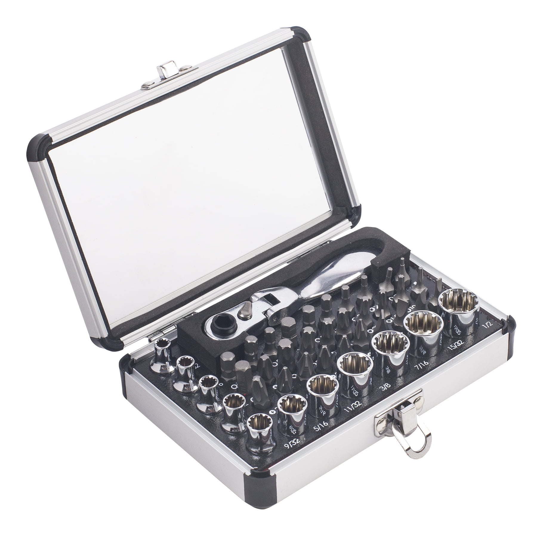 KING 1/4" DR Mini Flex Head Socket Ratchet Set (44-Piece Set) - Walmart.com