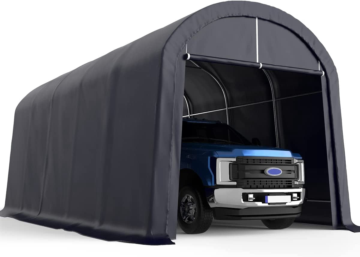 KING BIRD 12' x 20' Heavy Duty Round Style Carport for SUV, Full-Size ...