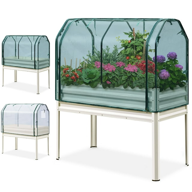 KING BIRD 47"×24"×56" Raised Garden Bed with Greenhouse, Plants ...