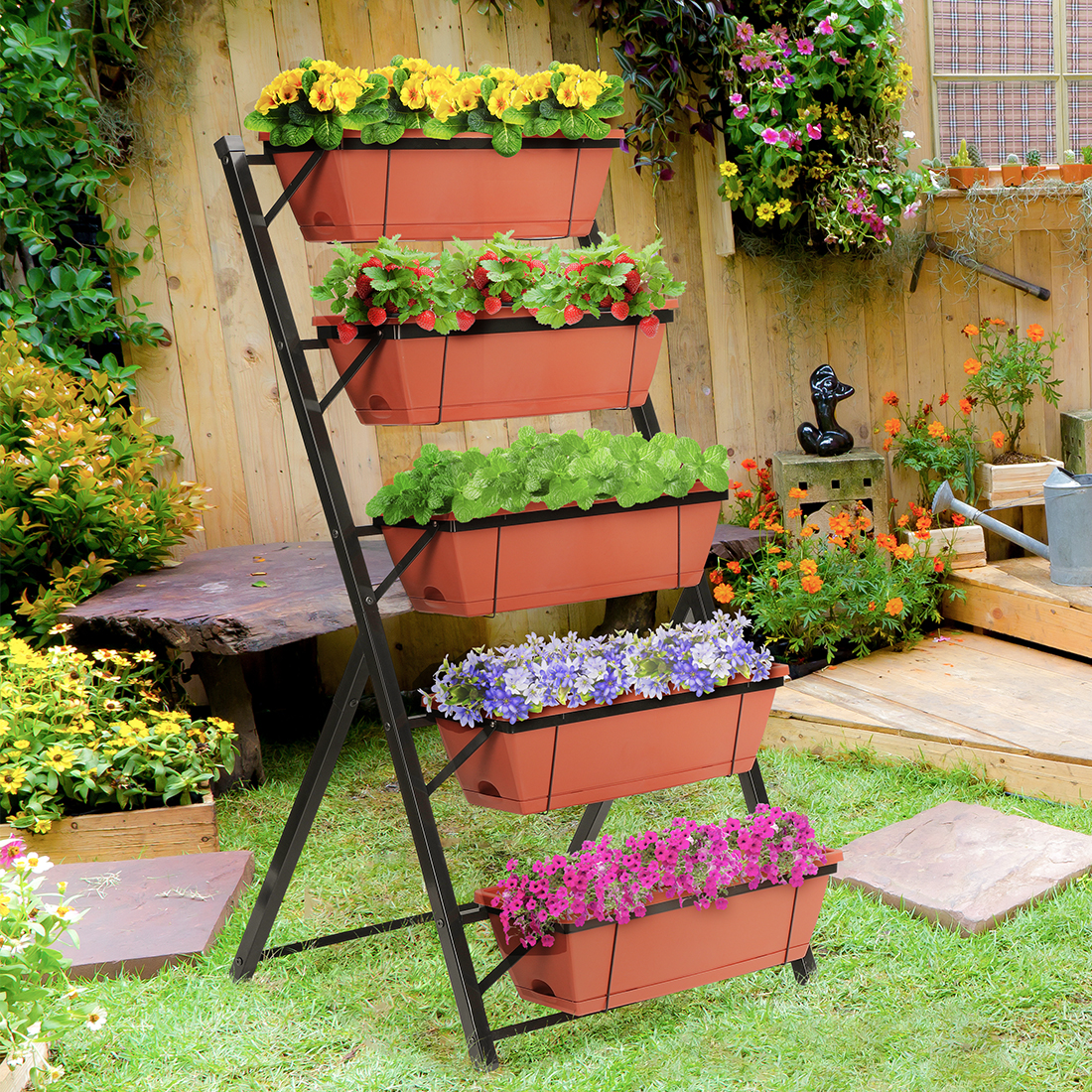 Vertical Garden Planter 3 Tier Vertical Raised Garden Bed Freestanding ...