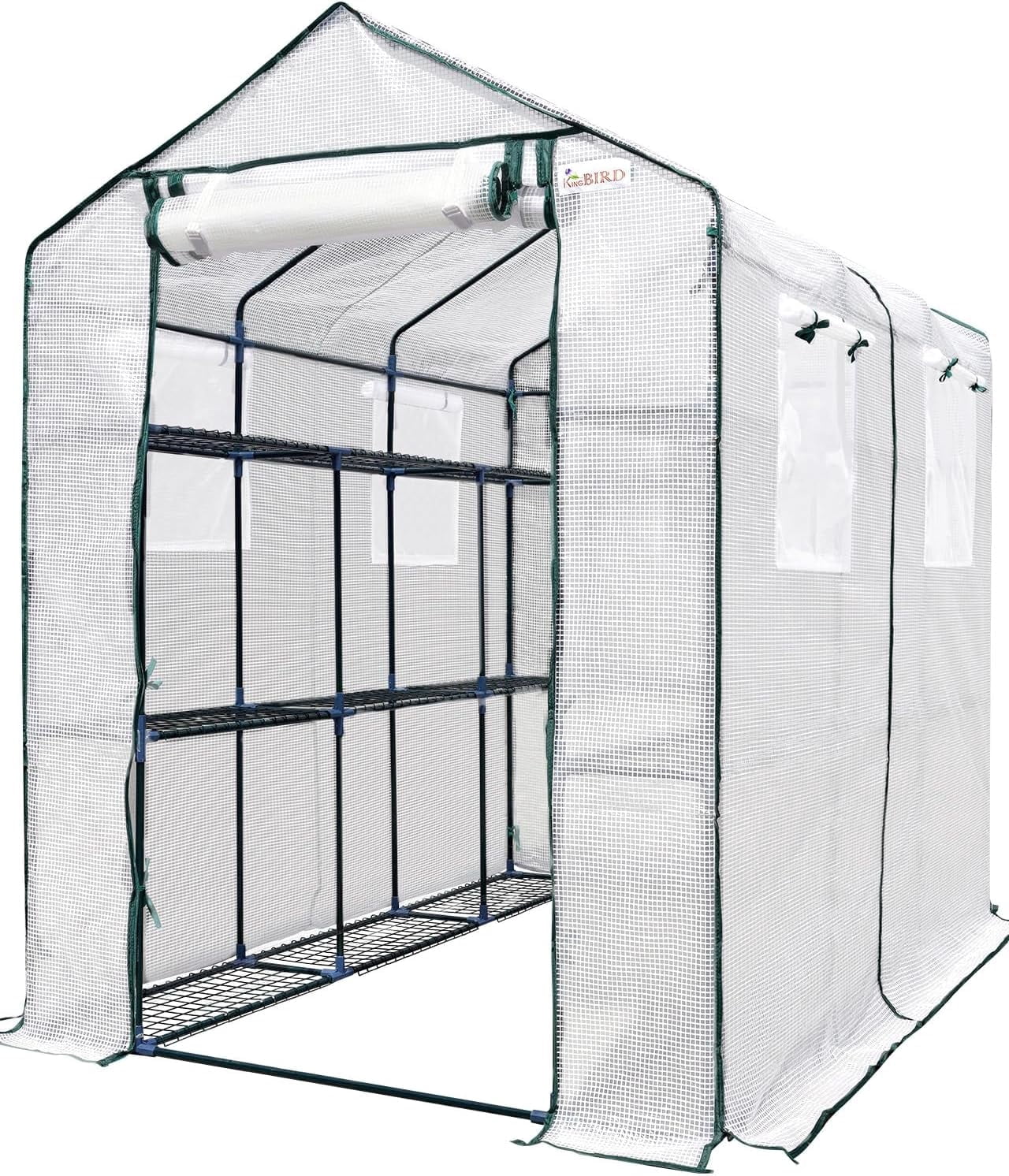 KING BIRD 7x4.7x6.4ft Walk-in Greenhouse for Outdoors Zippered Mesh ...