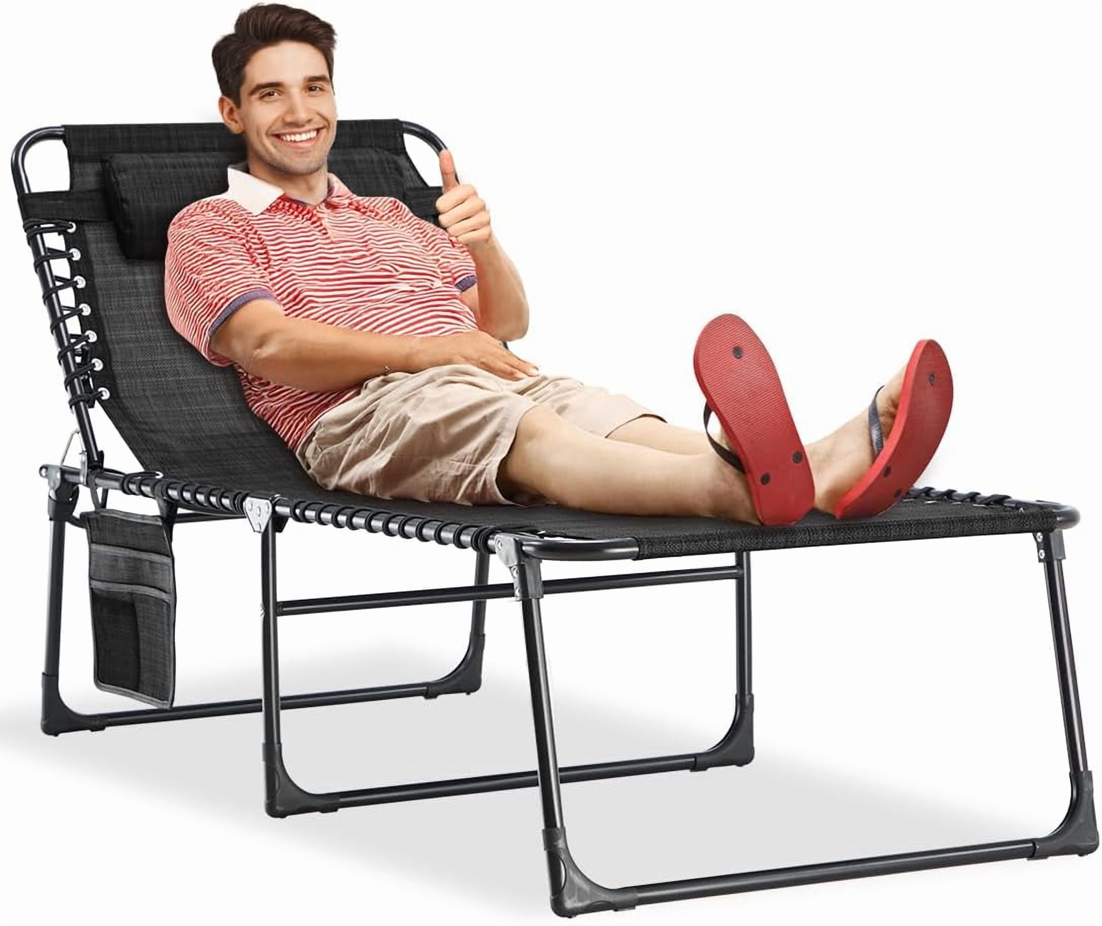 KING BIRD Chaise Lounge Chair for Beach Tanning, 5-Position Adjustable ...