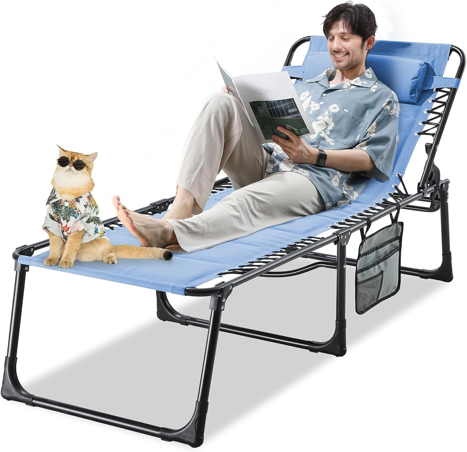 KING BIRD Oversized Chaise Lounge Beach Chair for Tanning, 4″ Wider ...