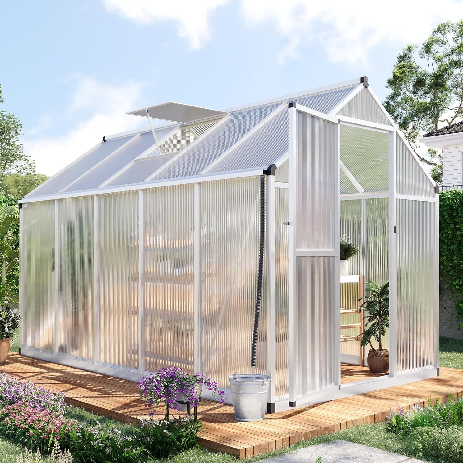 KING BIRD Premium 10x6FT Polycarbonate Greenhouse for Outdoors, Kuick ...