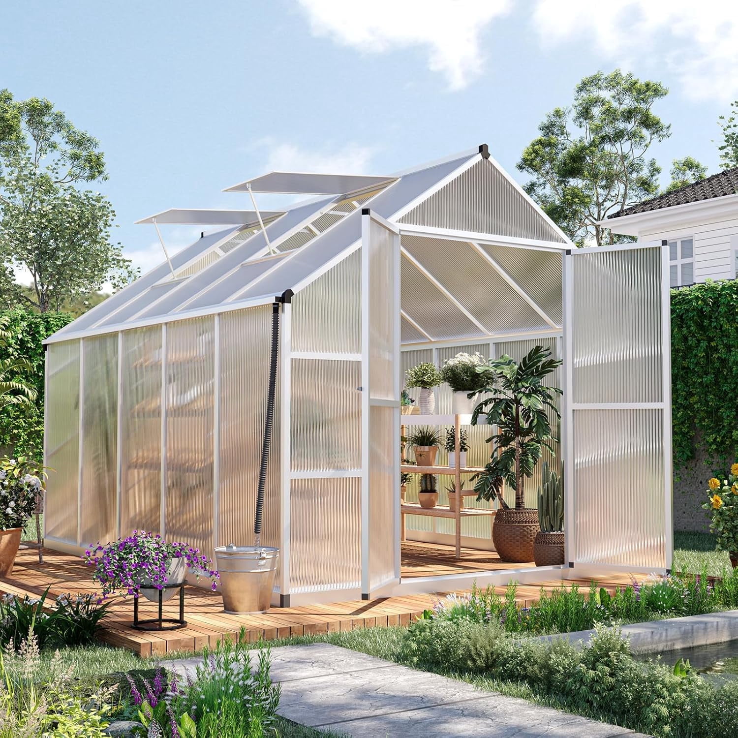 KING BIRD Premium 10x8FT Polycarbonate Greenhouse for Outdoors, Kuick ...