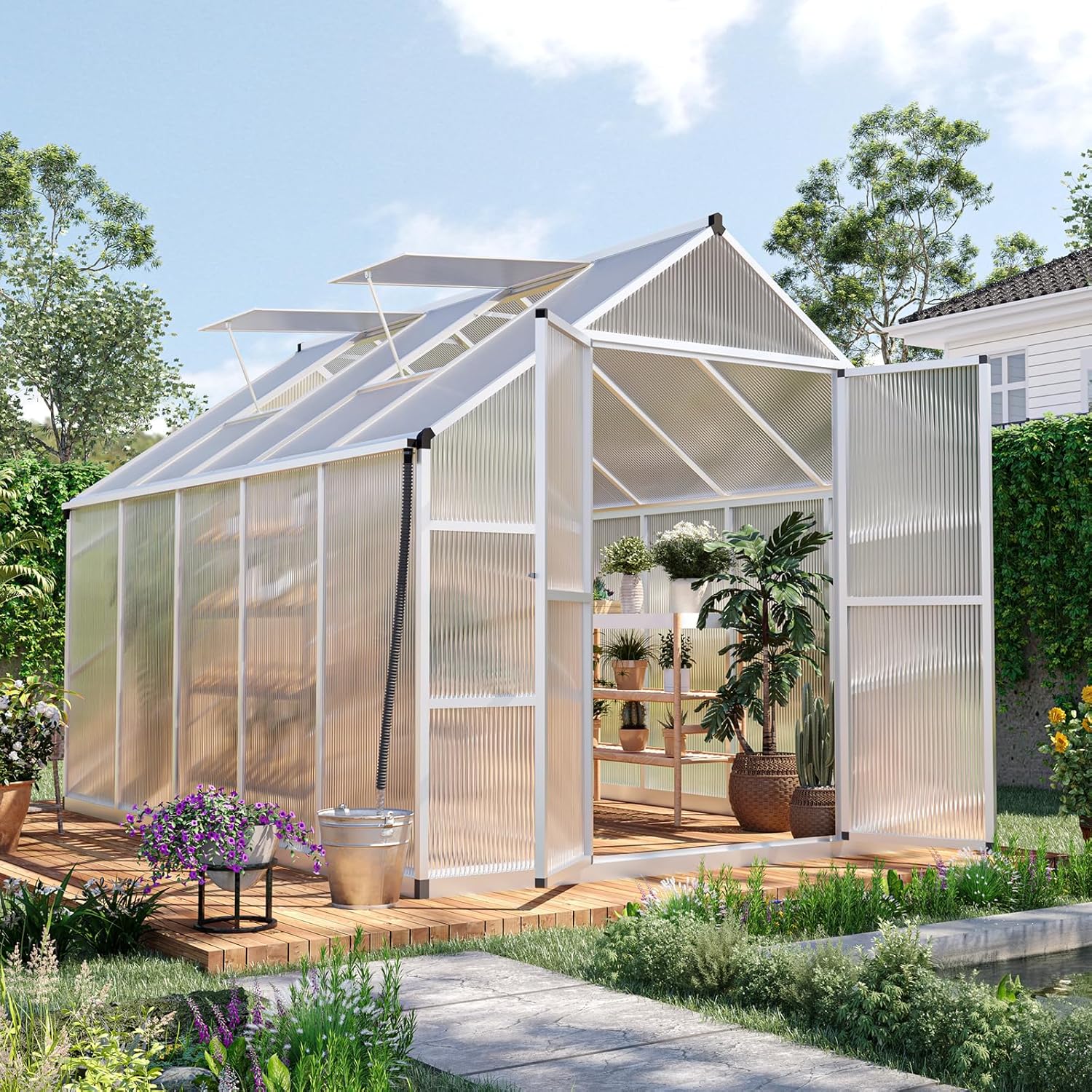 KING BIRD Premium 10x8FT Polycarbonate Greenhouse for Outdoors, Kuick ...