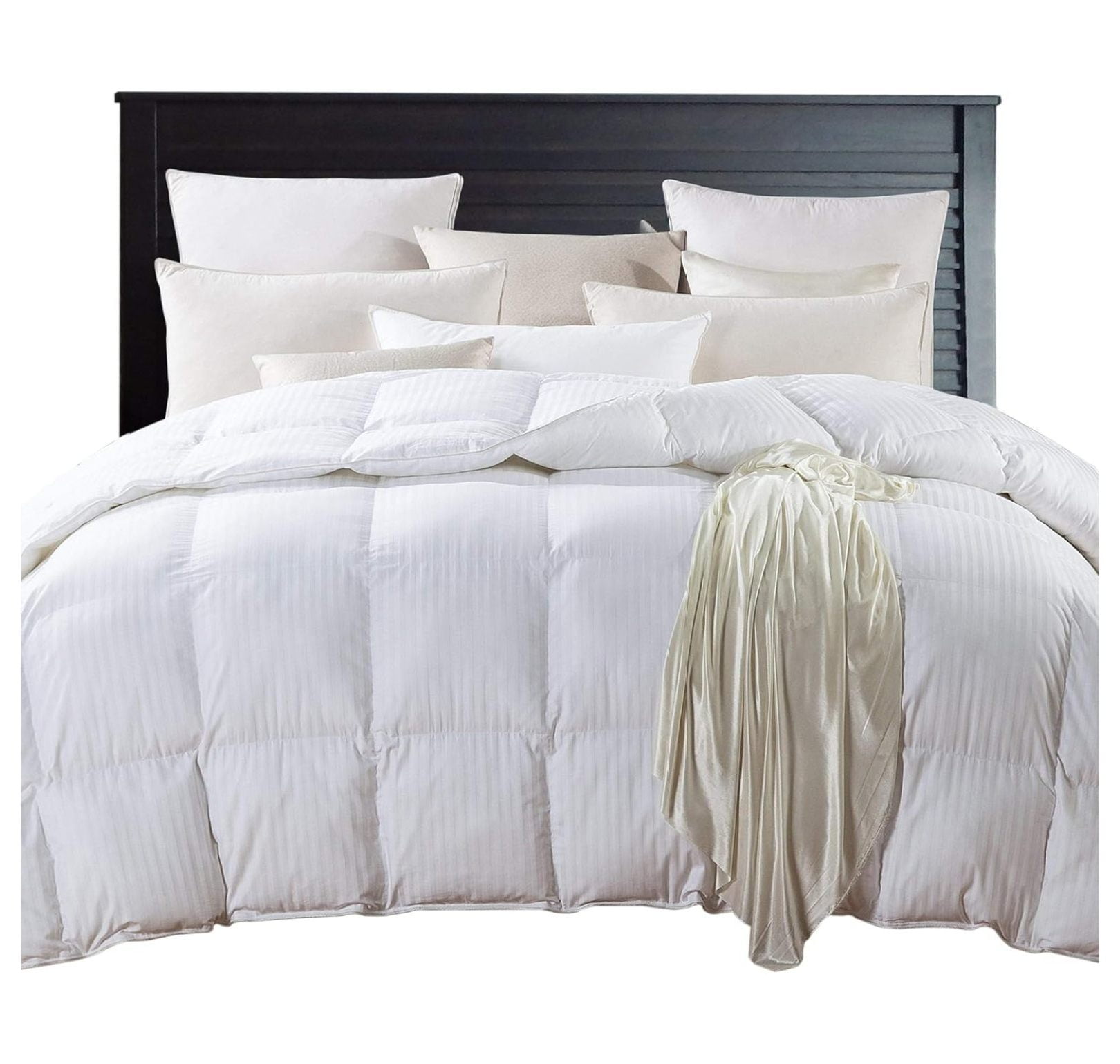 KING/CAL KING Size SUPER LUXURIOUS White Damask Stripe 1200 Thread ...