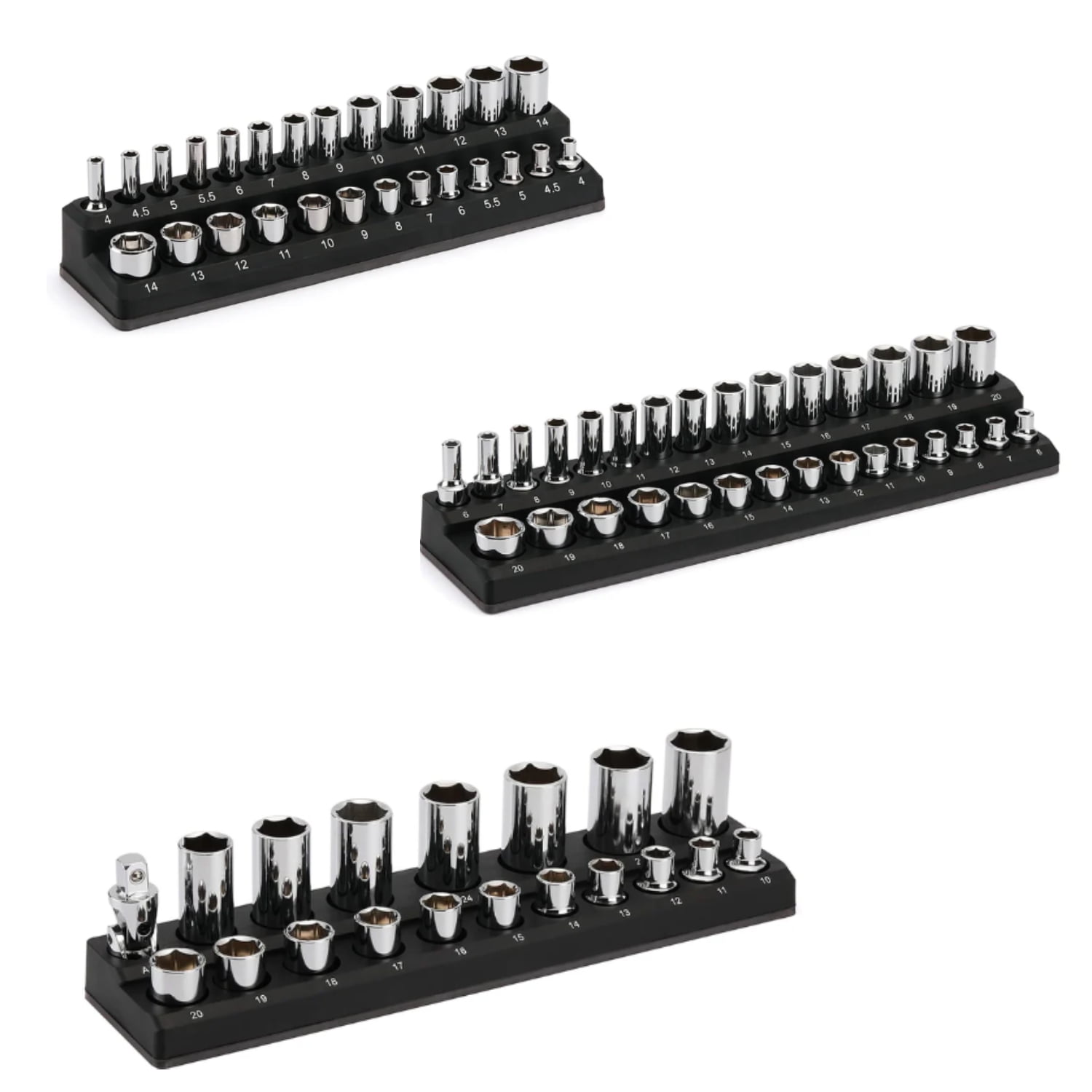 KING Magnetic Socket Holder Set METRIC, 1/4", 3/8", 1/2" (3-Piece Set ...