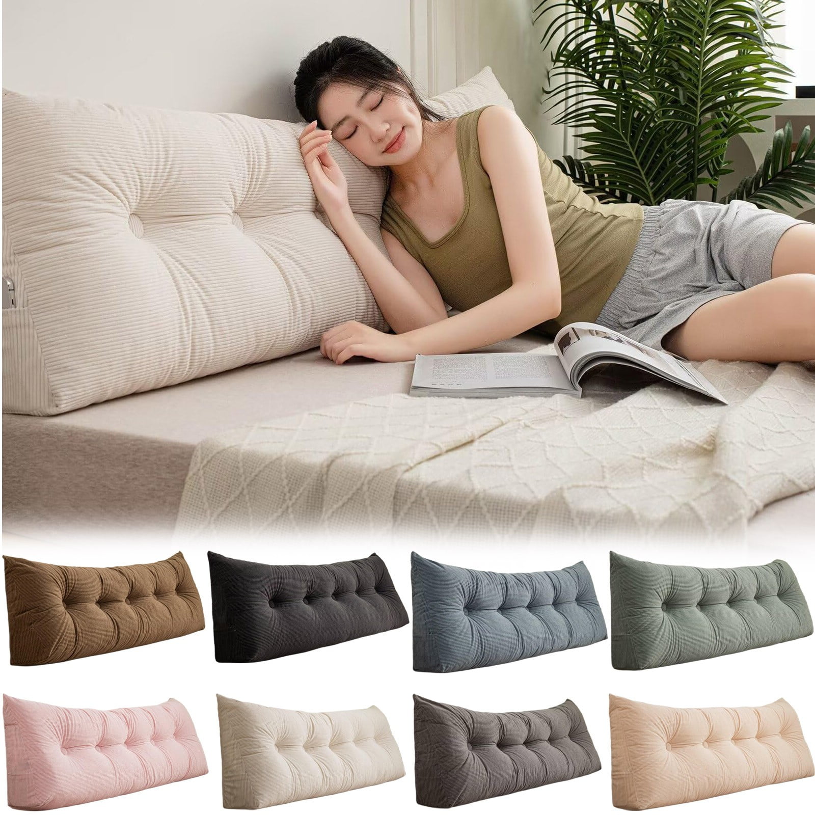 KING Size Wedge Headboard Pillow, College Dorm Bed Bolster Pillow Large ...