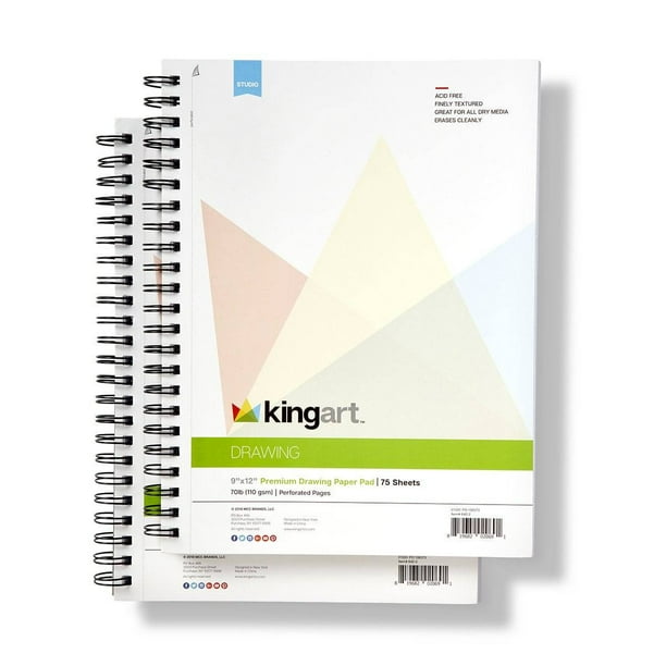 KINGART Drawing Paper Pad, Pack of 2, 9 x 12 inches, 75 Pages Each ...