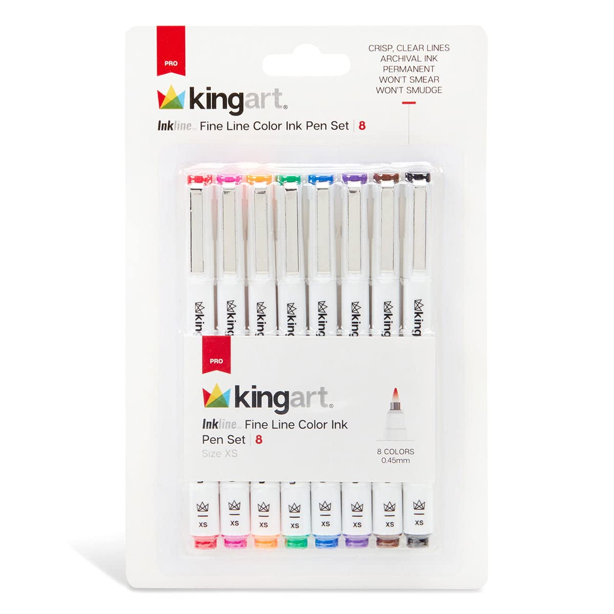 KINGART Inkline™ Fine Line Art & Graphic Pens, Archival Ink, Set of 8 ...