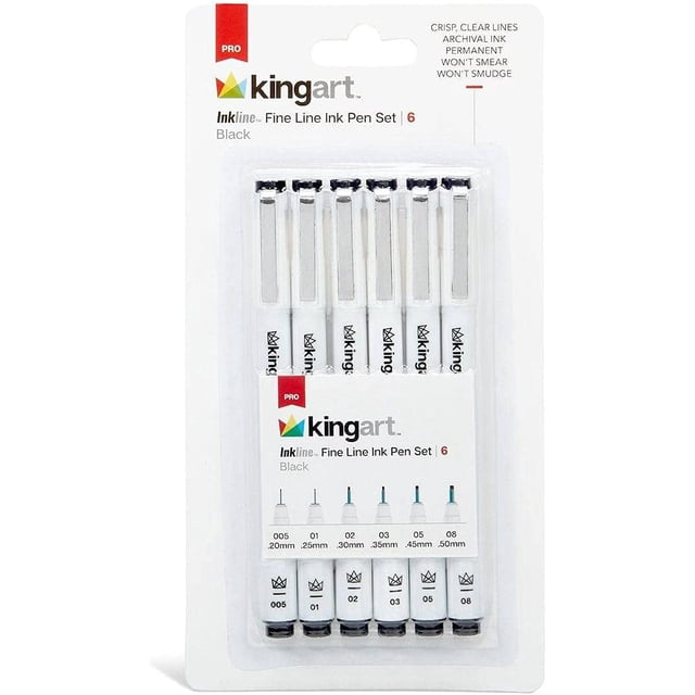 KINGART Inkline Fine Line Art & Graphic Pens, Archival Japanese Ink ...