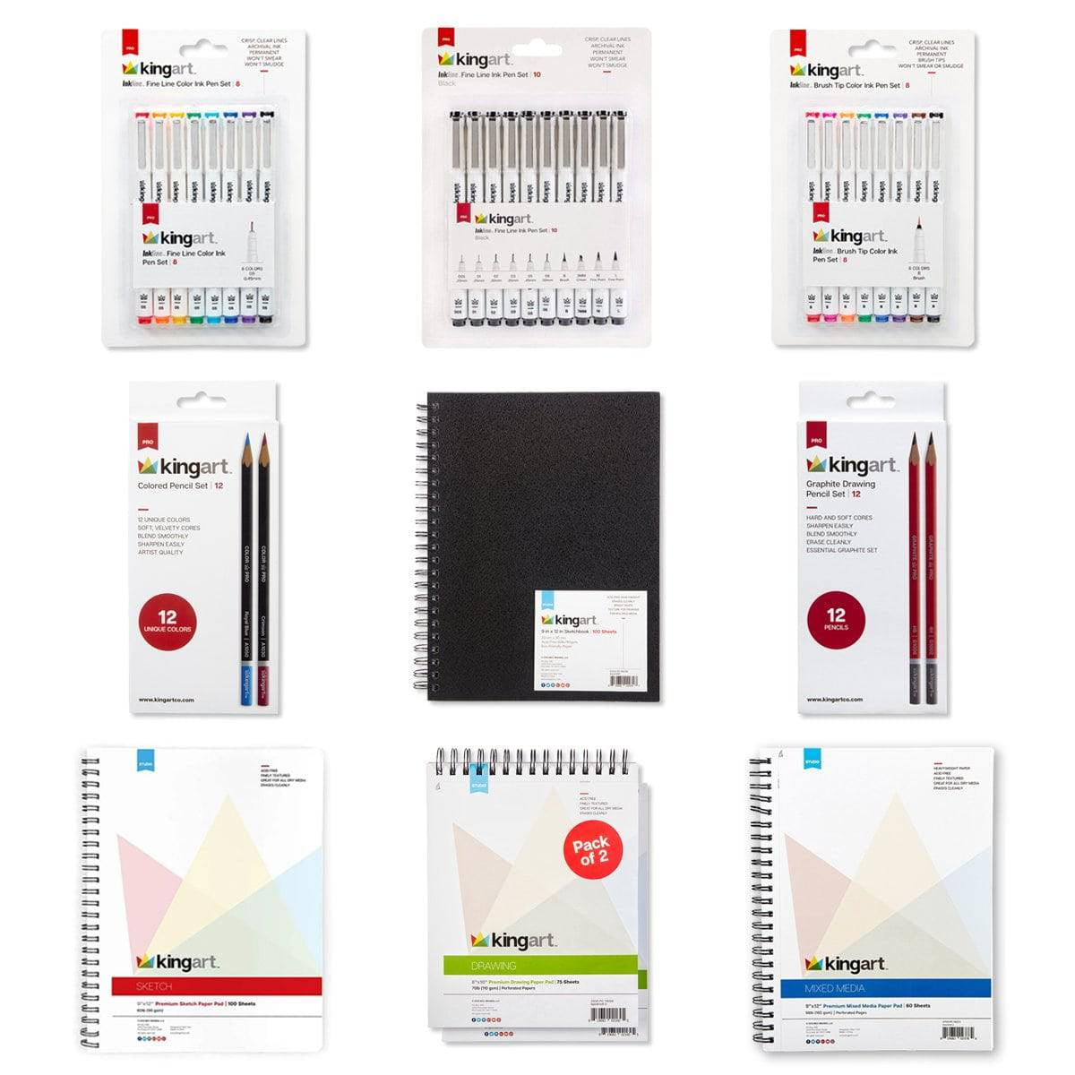 KINGART PRO Sketch & Draw Art Set Multipack, 55 PC - Walmart.com