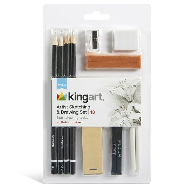 KINGART 13 Piece Sketching & Drawing Kit - Walmart.com