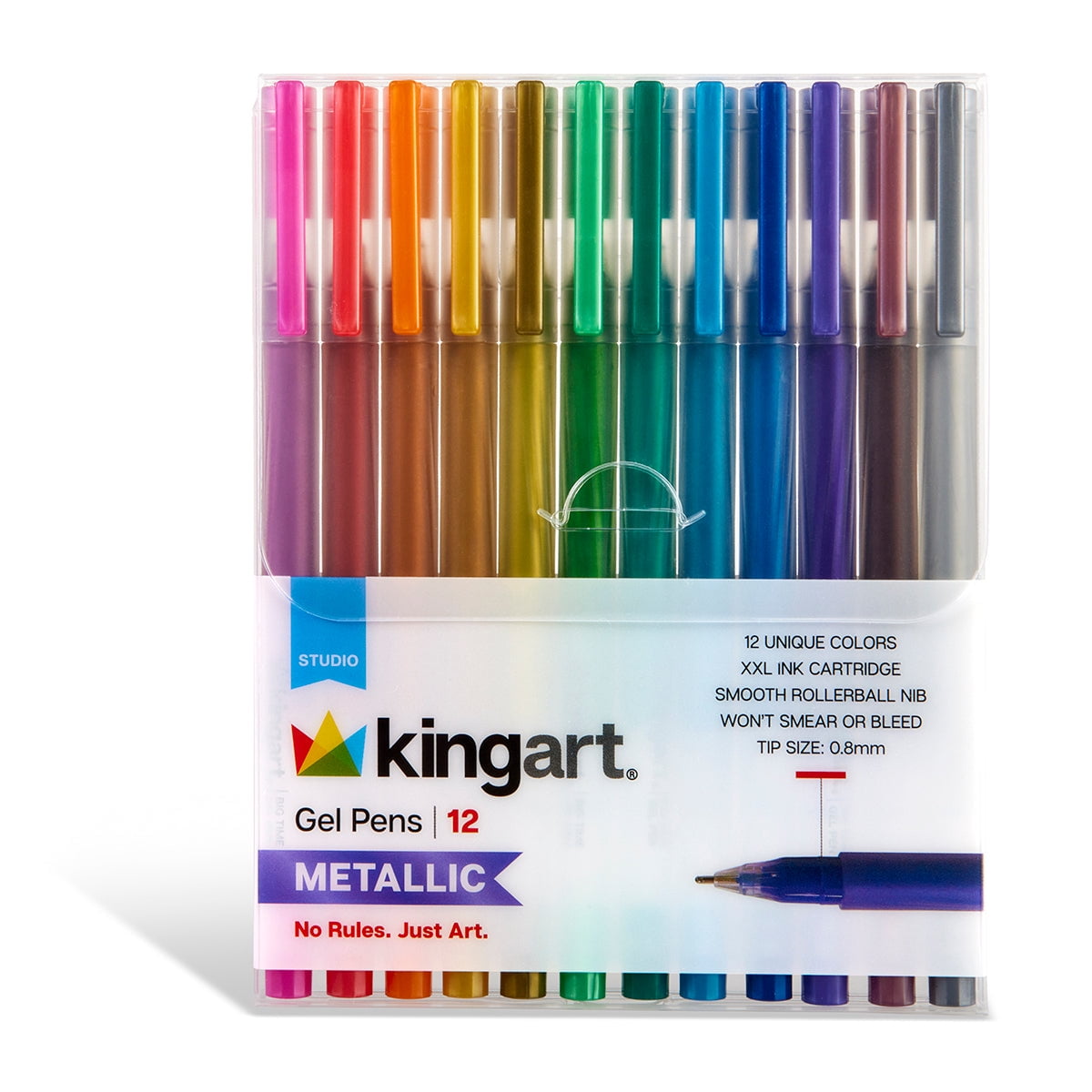 KINGART® Metallic Gel Pens, Scrapbook, Journals, or Drawing, Colored ...