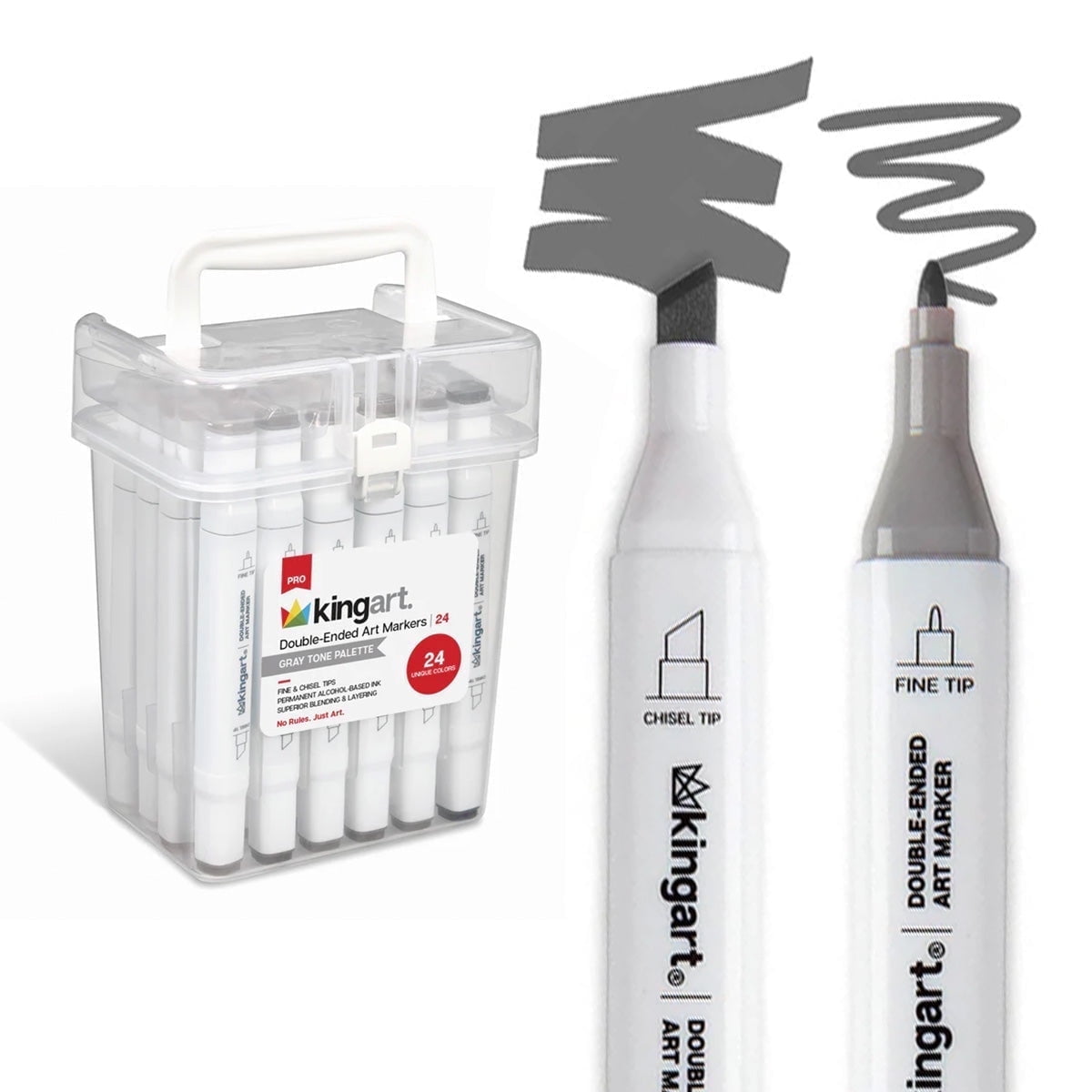 KINGART PRO Double-Ended Art Alcohol Markers, Fine Point & Chisel Point ...