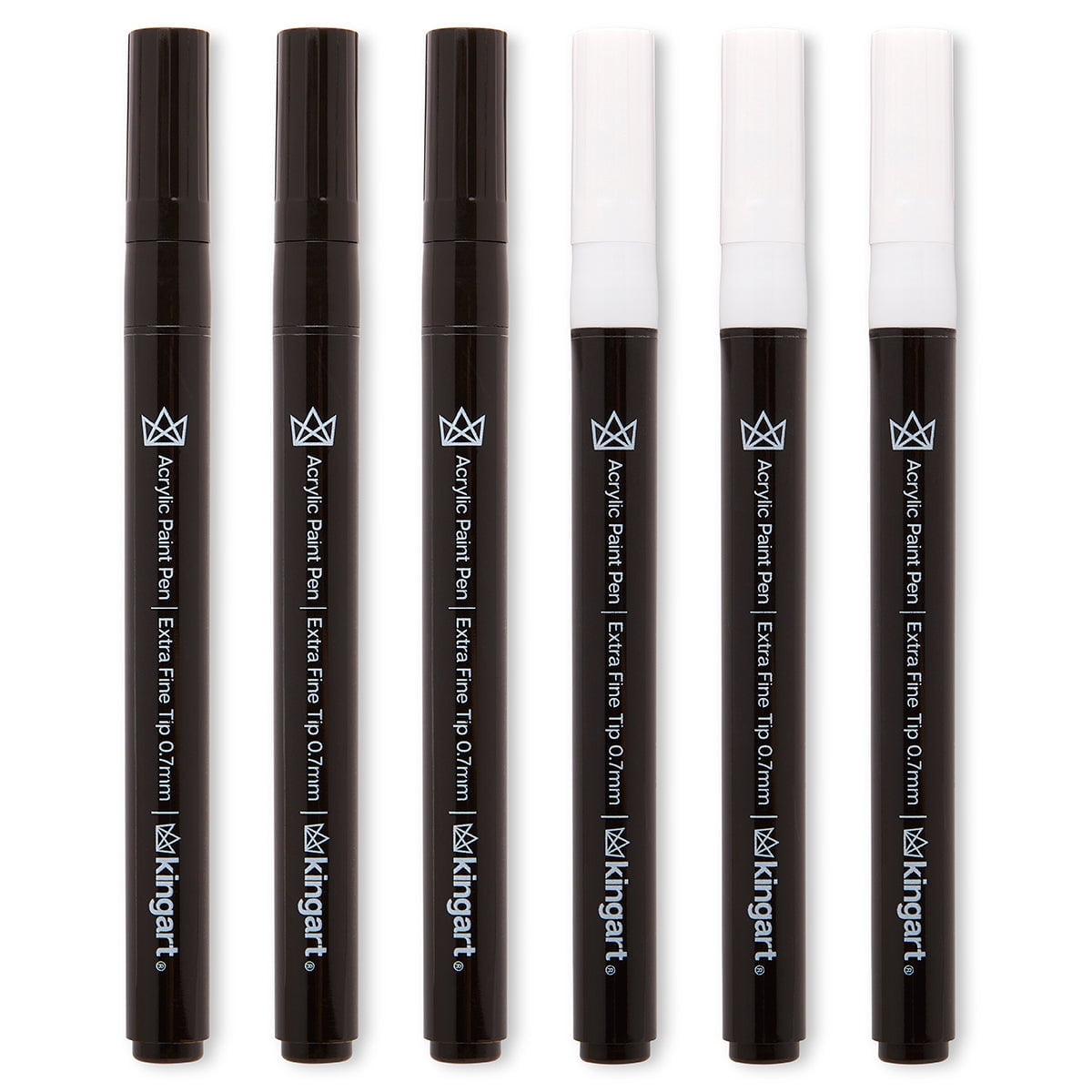 KINGART® PRO Extra Fine Point Acrylic Paint Pen Markers, Black & White ...