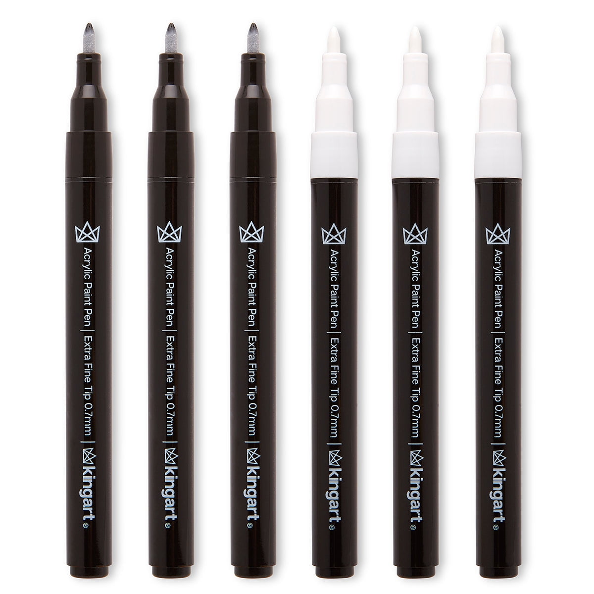 KINGART® PRO Extra Fine Point Acrylic Paint Pen Markers, Black & White ...