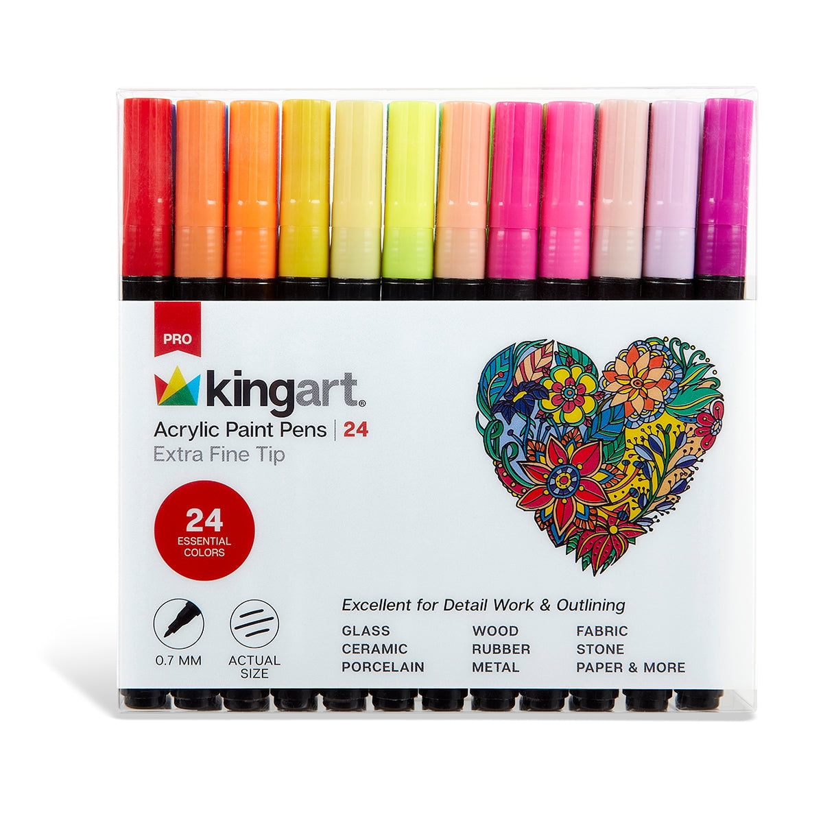 KINGART® PRO Extra Fine Point Acrylic Paint Pen Markers, Water-Based ...