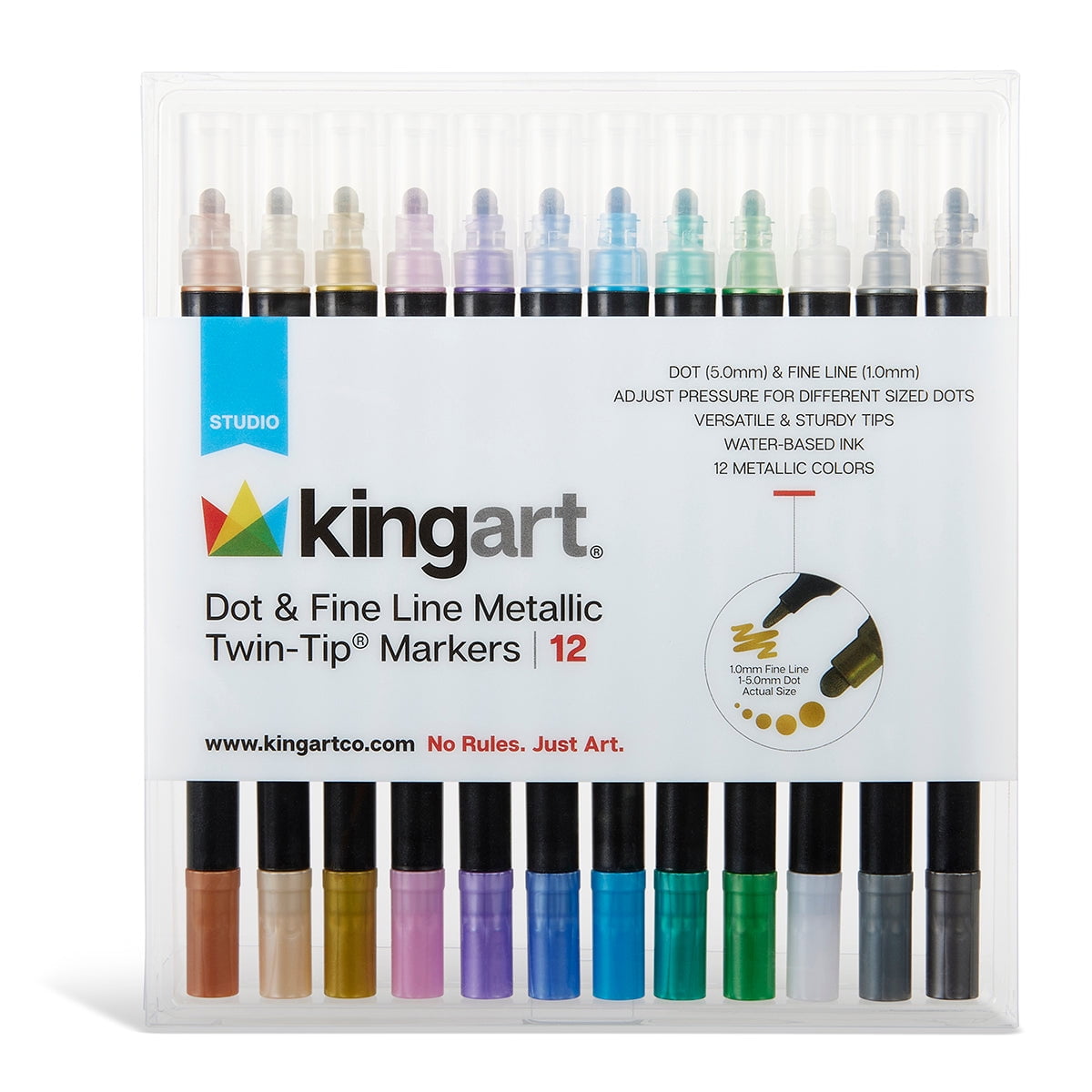 KINGART® Studio Dot & Fine Twin-Tip™ Metallic Markers, 12 pc. Set ...