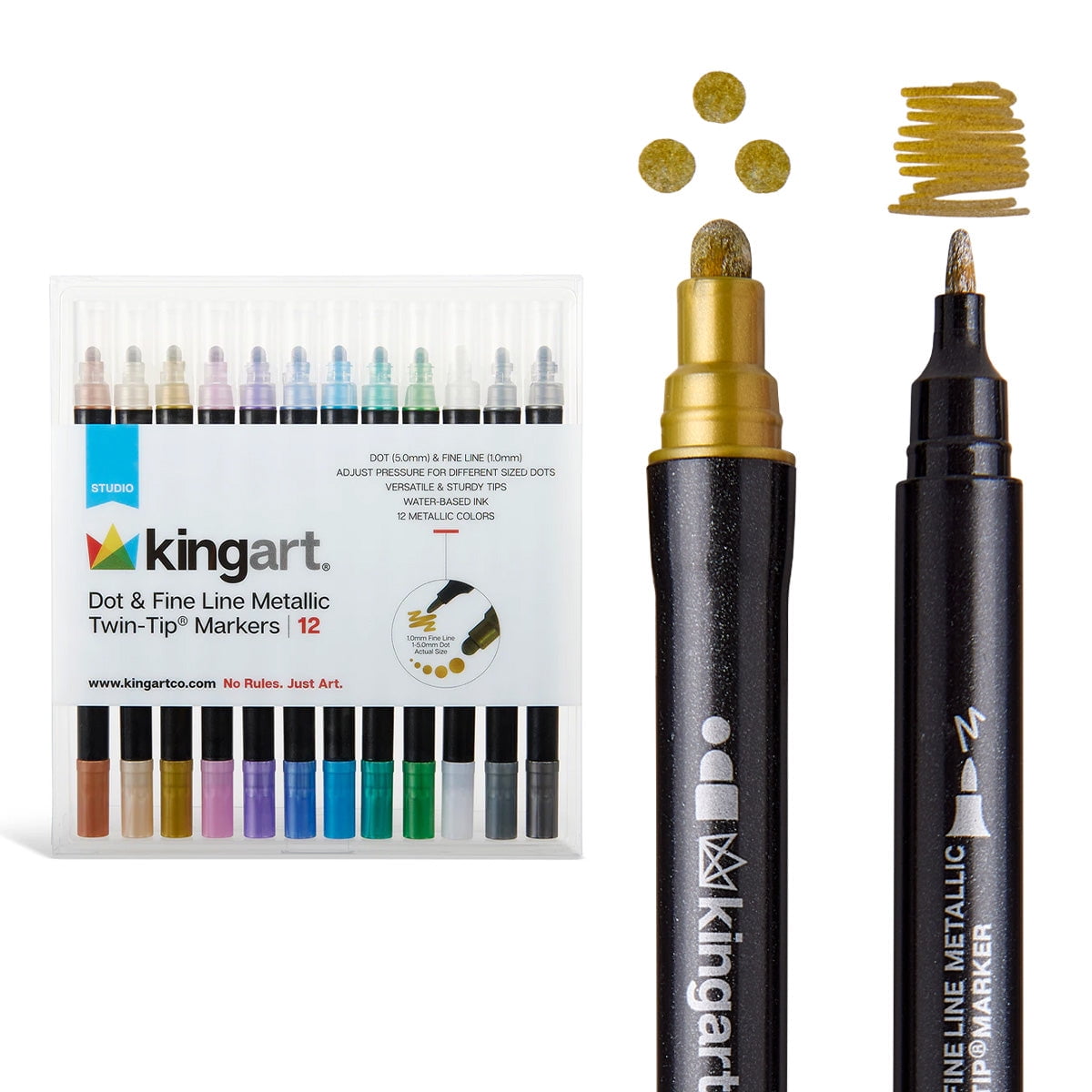 KINGART® Studio Dot & Fine Twin-Tip™ Metallic Markers, 12 pc. Set ...