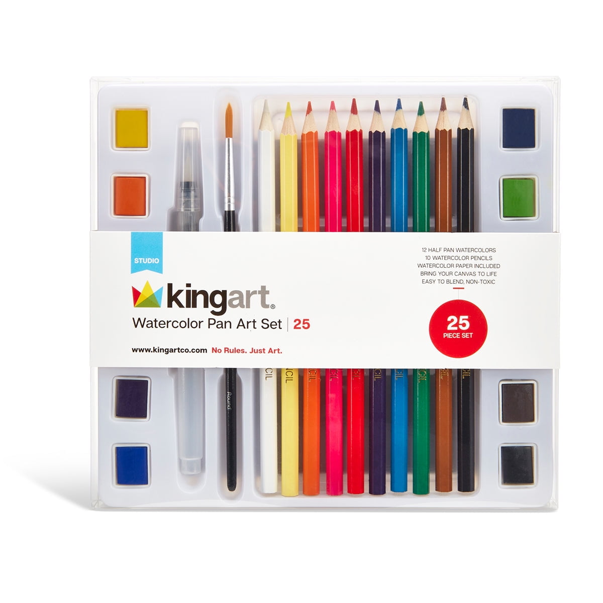 KINGART® Studio Watercolor Painting Kit, 25 pc. Set - Watercolor Paint ...