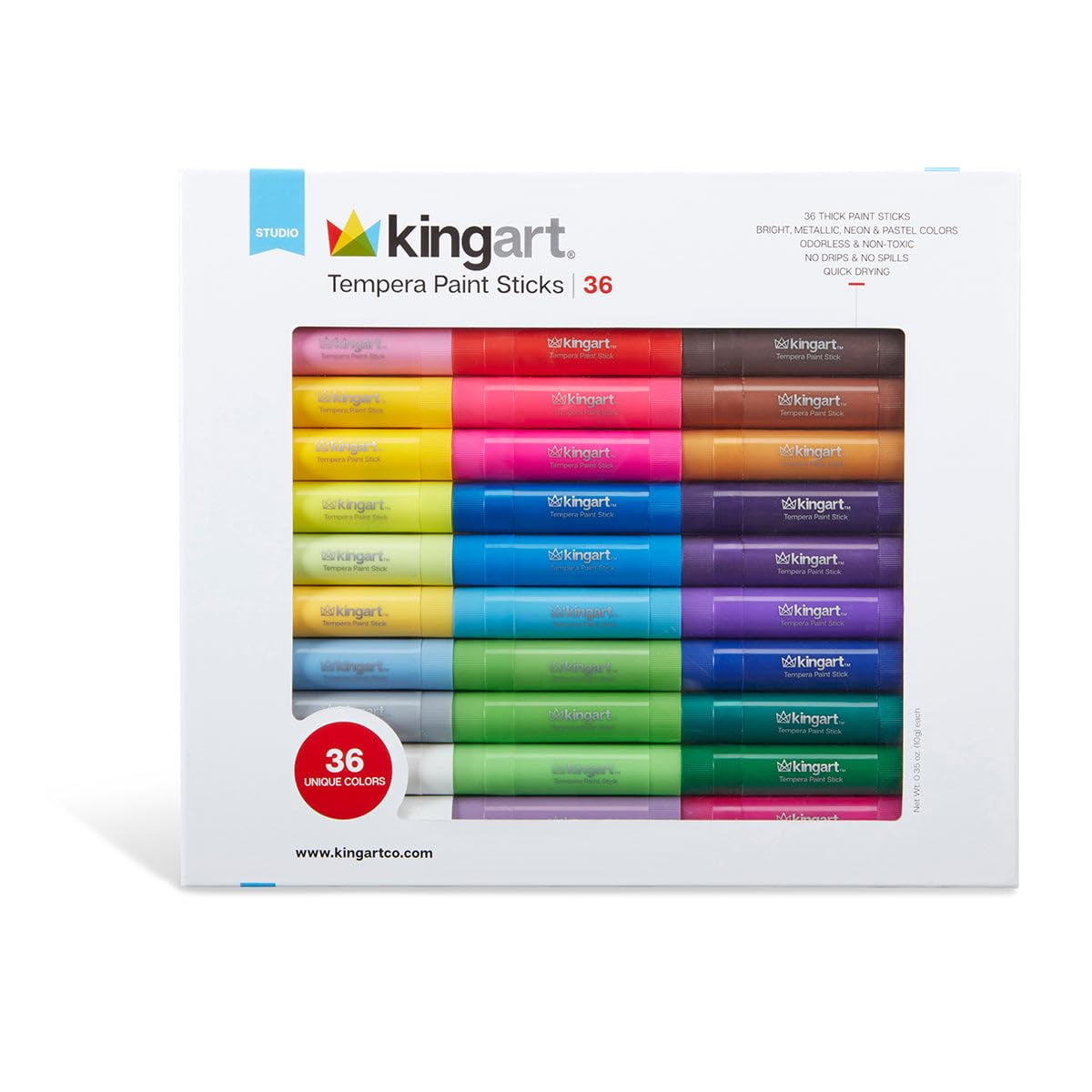 KINGART® Tempera Paint Sticks, 36 Vibrant Colors Solid Tempera Paint ...