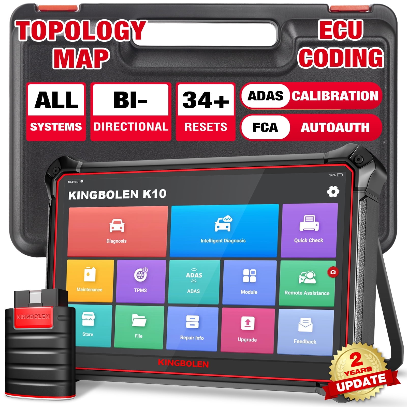 KINGBOLEN K10 Car Diagnostic Scanner OBD2 Scan Tool 2024 New with CAN ...